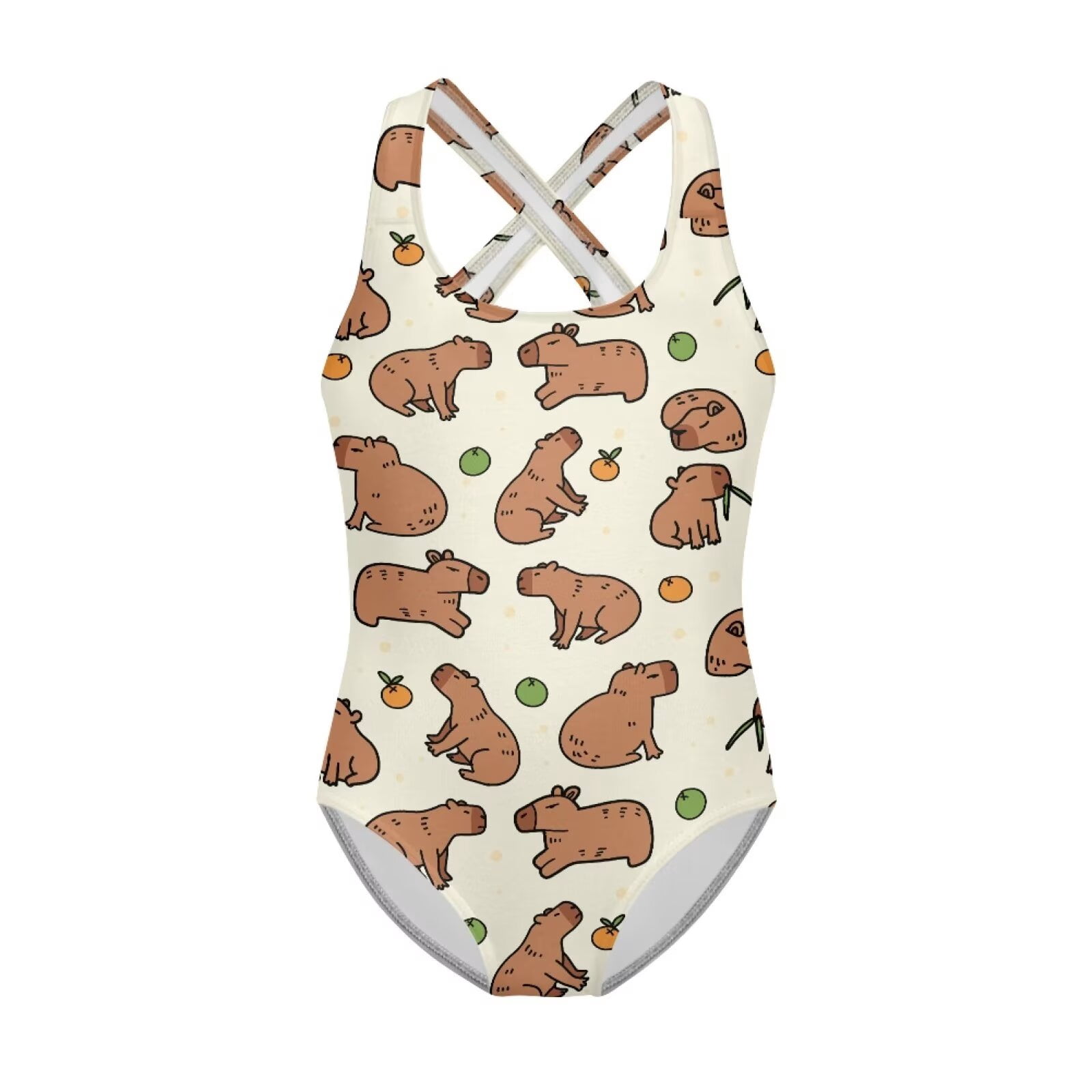 Yuyamidu Capybara Swimsuit Kids One Piece Bathing Suits for Girls Cross ...