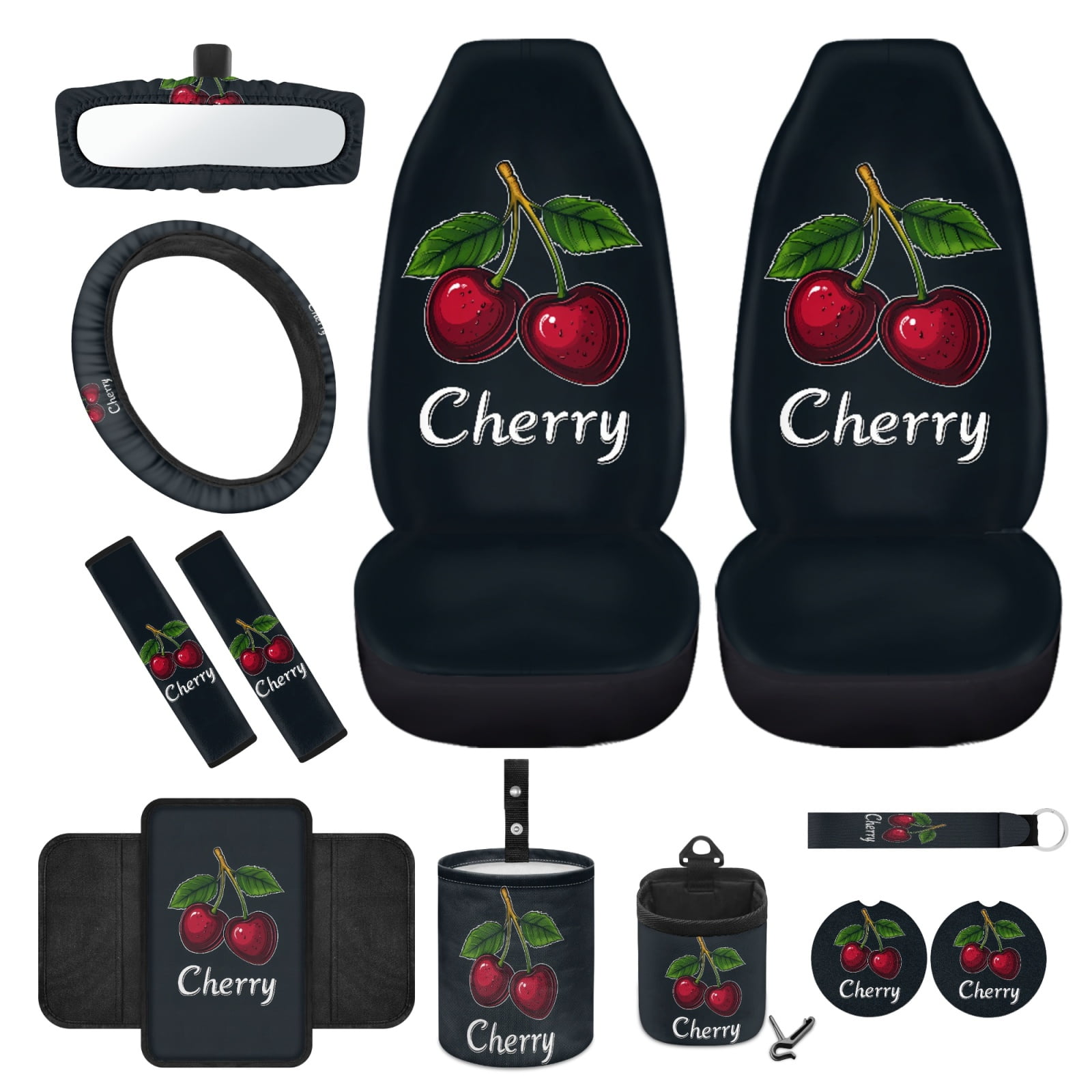 Yuyamidu Cherry Front Car Seat Cover Set of 12 Cute Steering Wheel ...