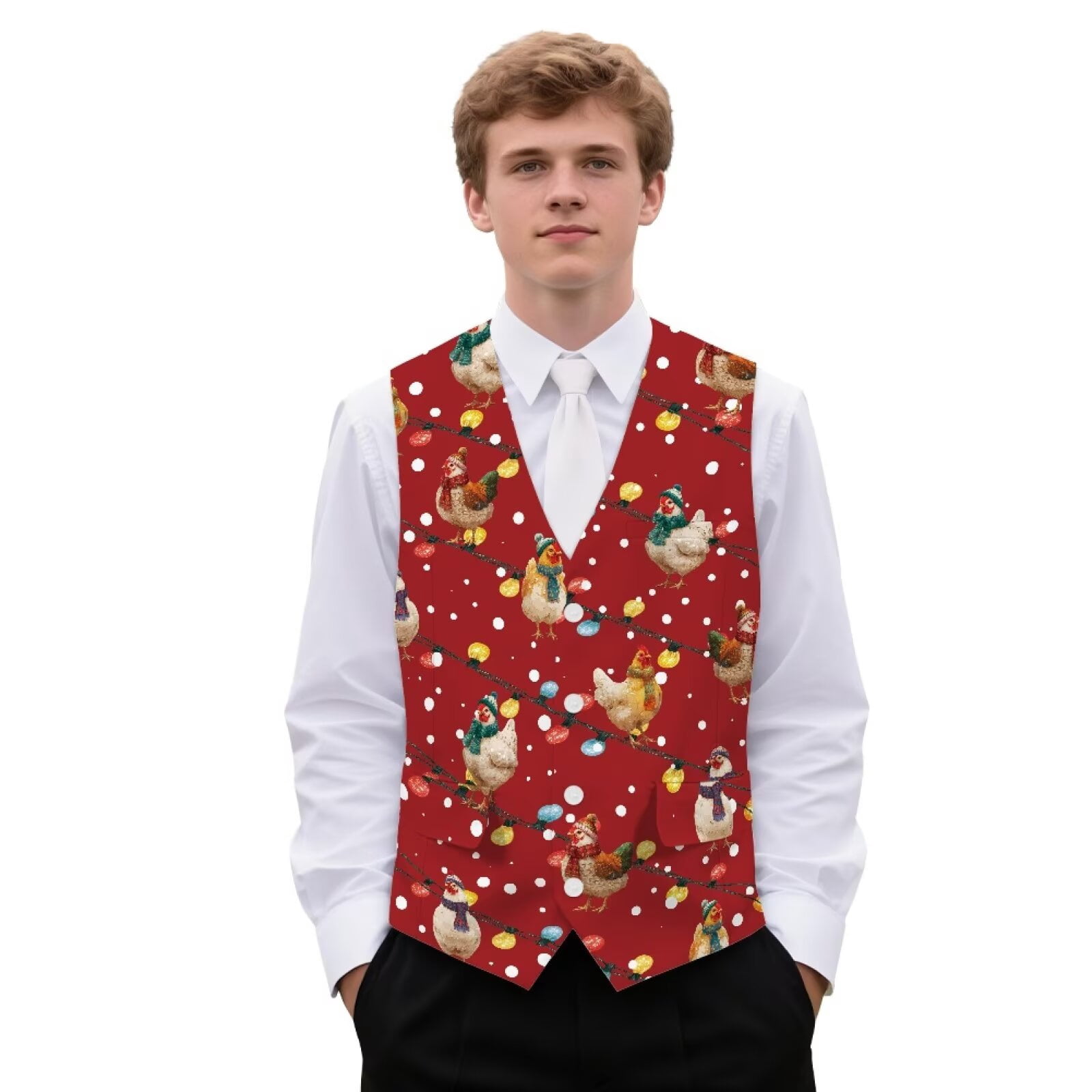 Yuyamidu Chicken Men's Suit Vest for Wedding Prom Business Formal Dress ...