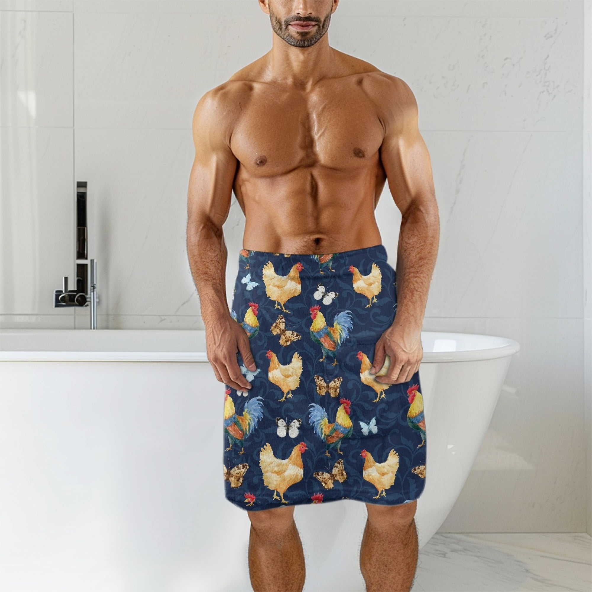 Yuyamidu Chicken Towel Wrap for Men Butterfly Bath Wrap Stretch Home ...