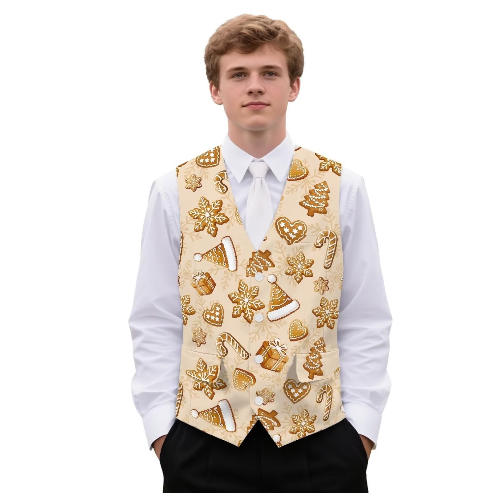 Yuyamidu Christmas Mens Suit Vest Snowflake Business Formal Dress Vests ...