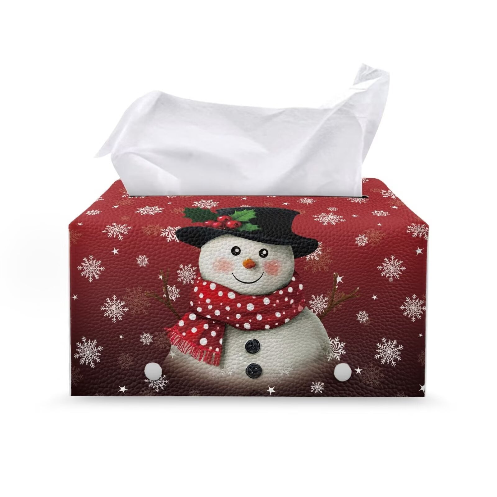 Yuyamidu Christmas PU Leather Tissue Box Cover for Living Room Santa ...