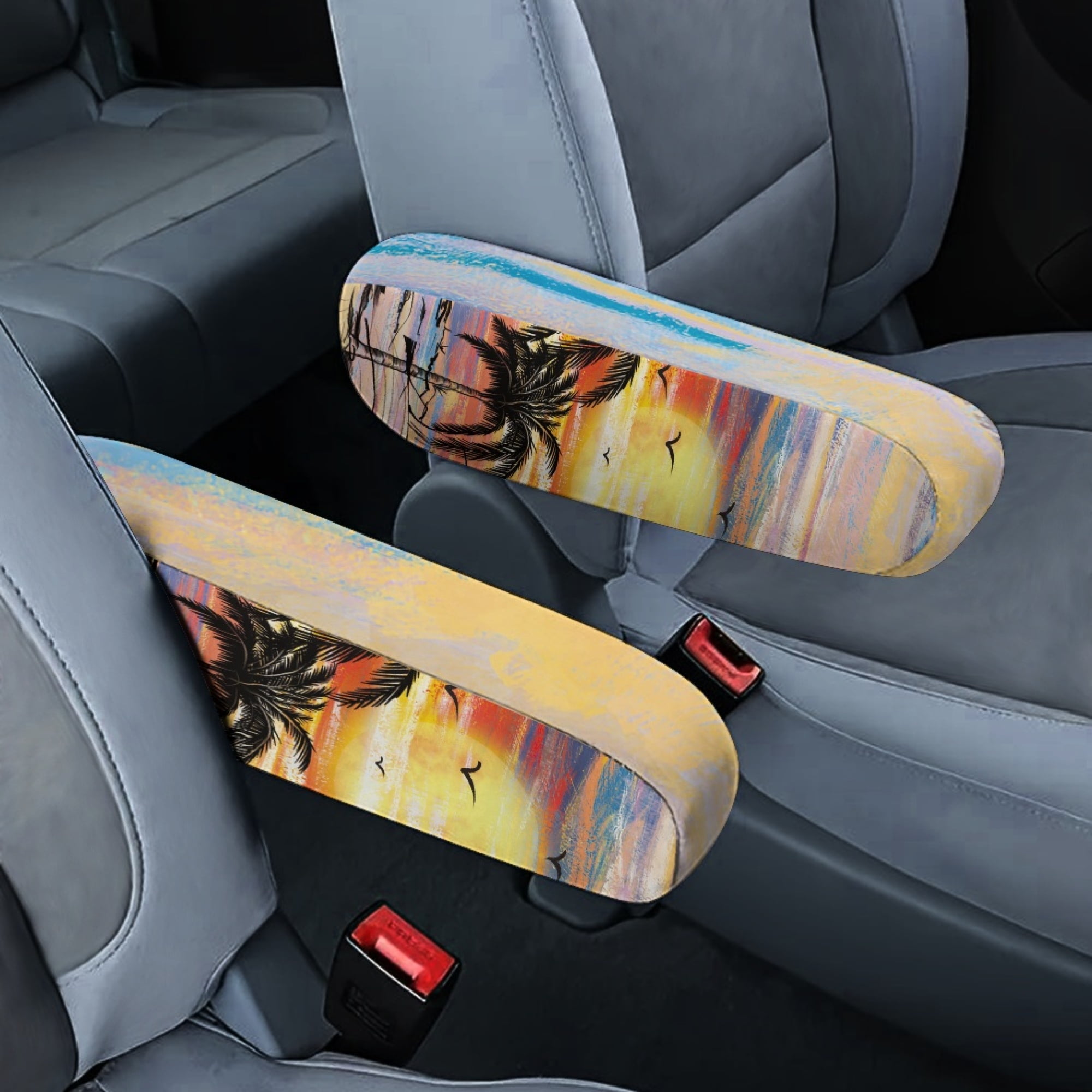 Yuyamidu Coconut Tree Car Seat Armrest Covers Sunset Auto Arm Rest ...