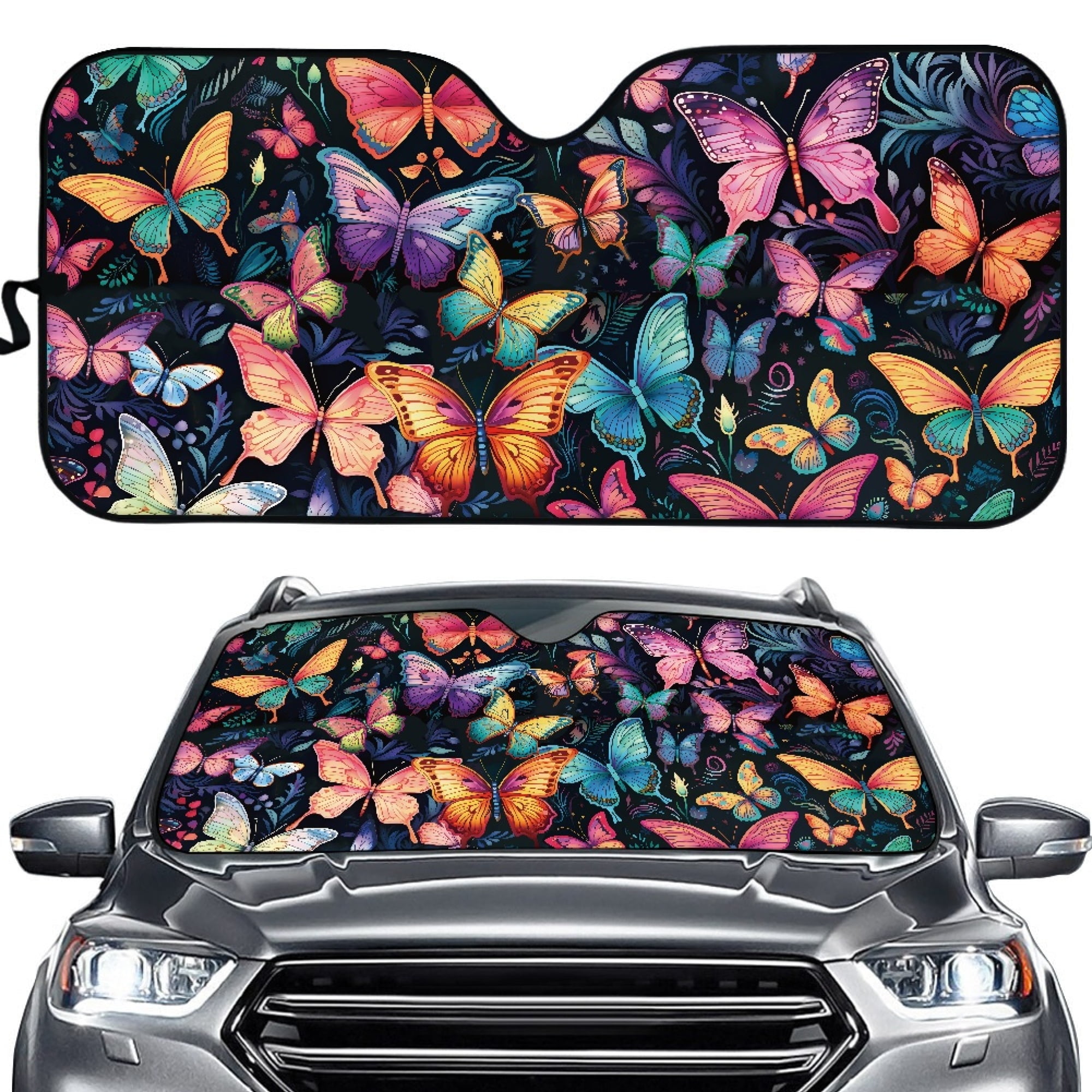 Yuyamidu Colorful Butterfly Sunshade for Car Windshield Fashion Car Sun ...