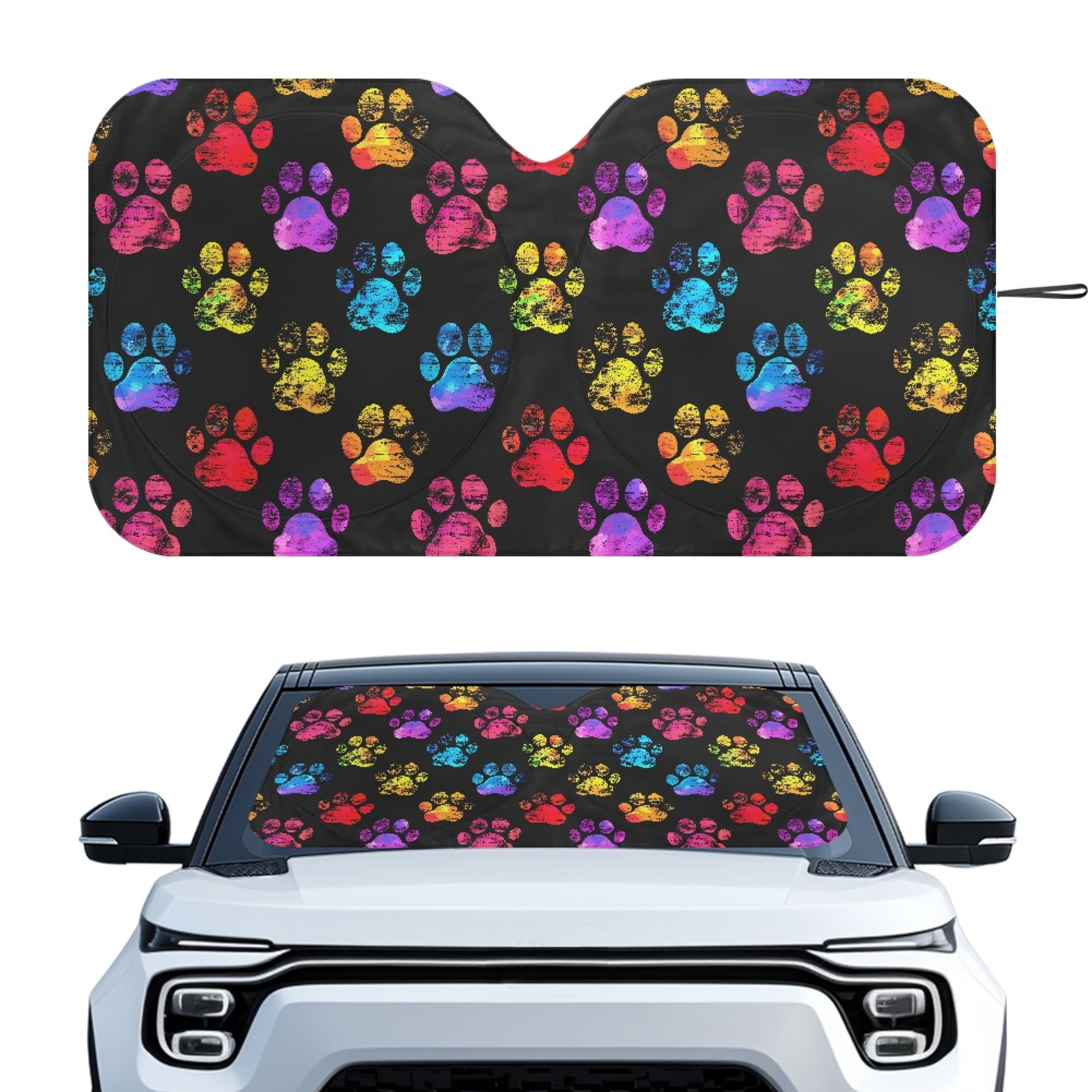 Yuyamidu Colorful Dog Paw Car Sun Shade for Windshield Foldable Sun ...
