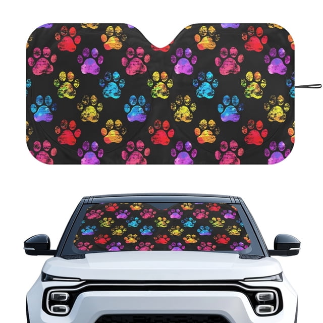 Yuyamidu Colorful Dog Paw Car Sun Shade for Windshield Foldable Sun ...