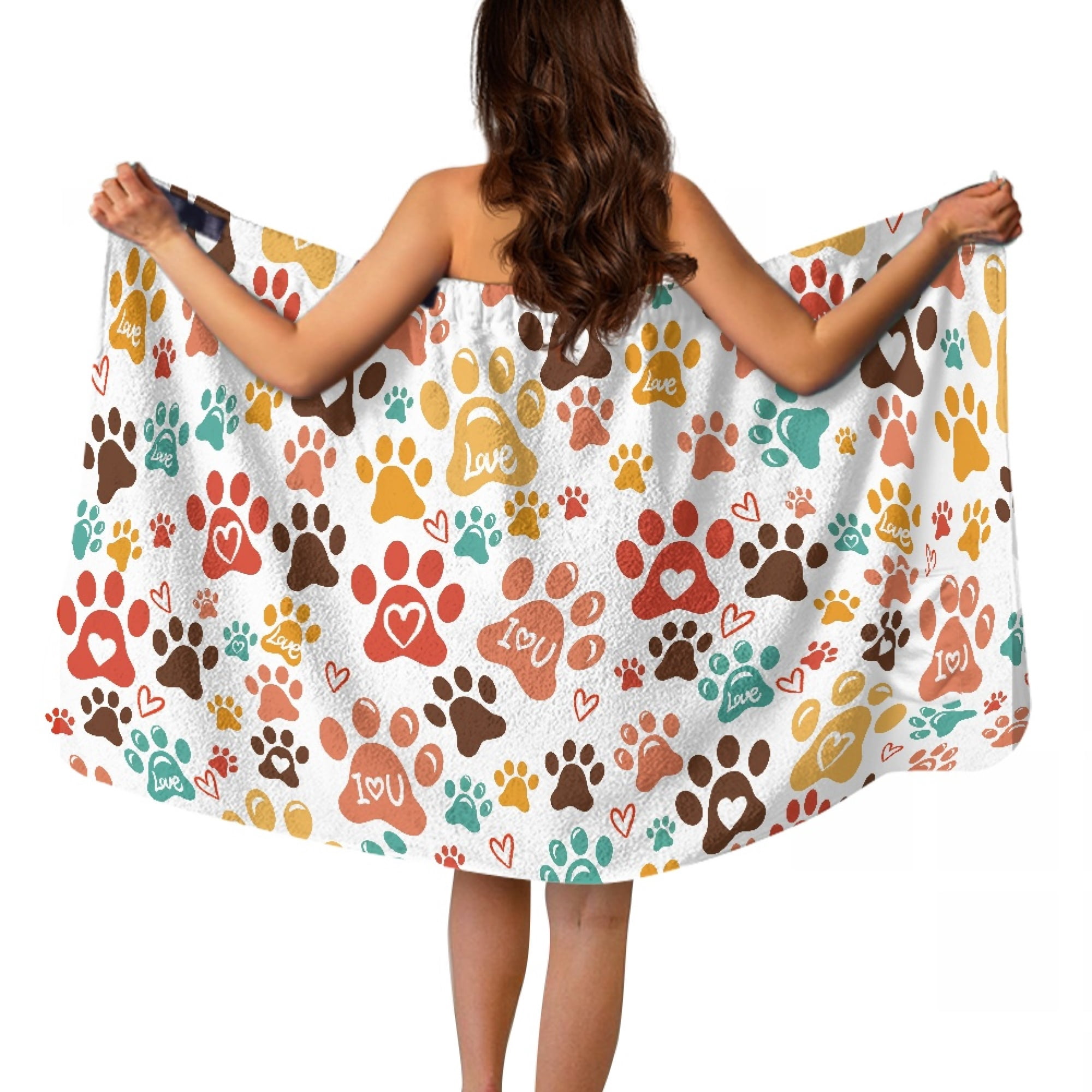 Yuyamidu Colorful Dog Paw Chicken Towel Body Wrap for Women Cute Towel ...