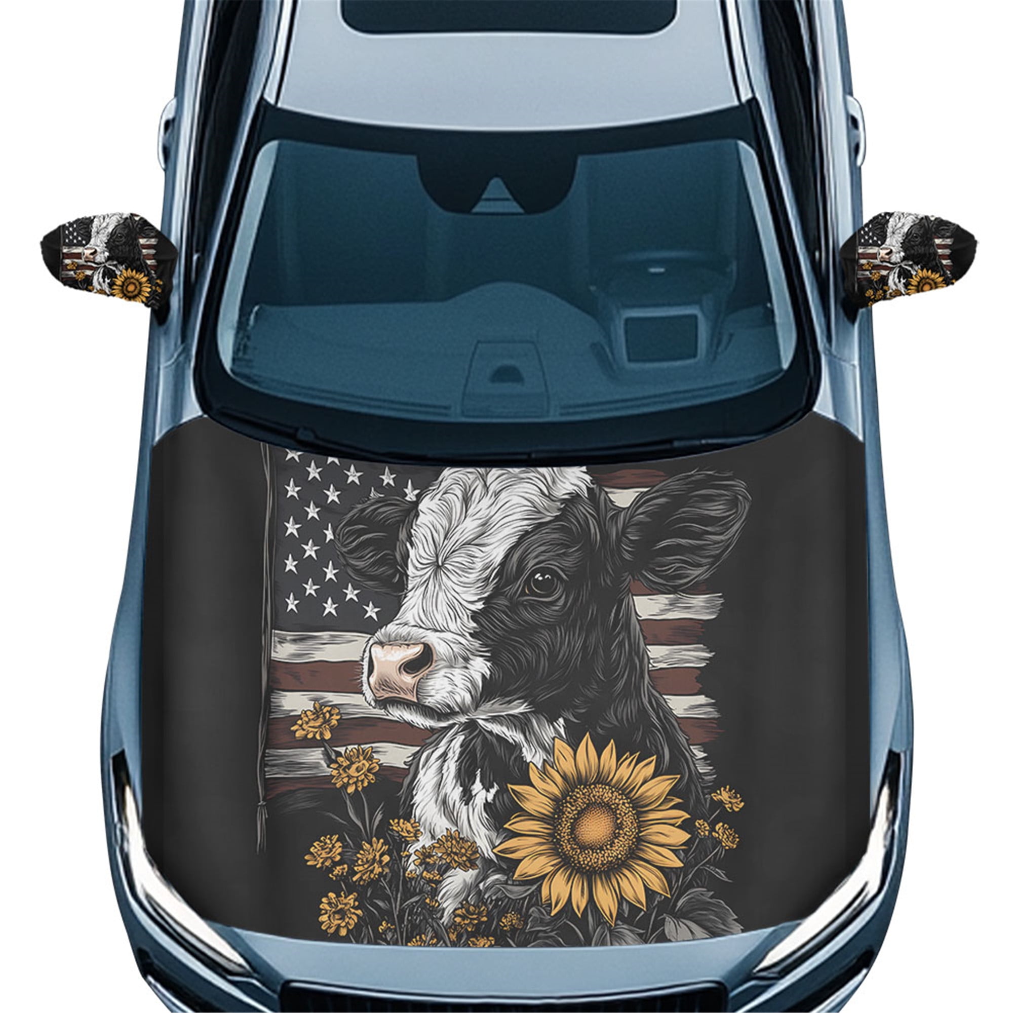 Yuyamidu Cow Car Hood Cover Protector Sunflower Car Bonnet Banner ...