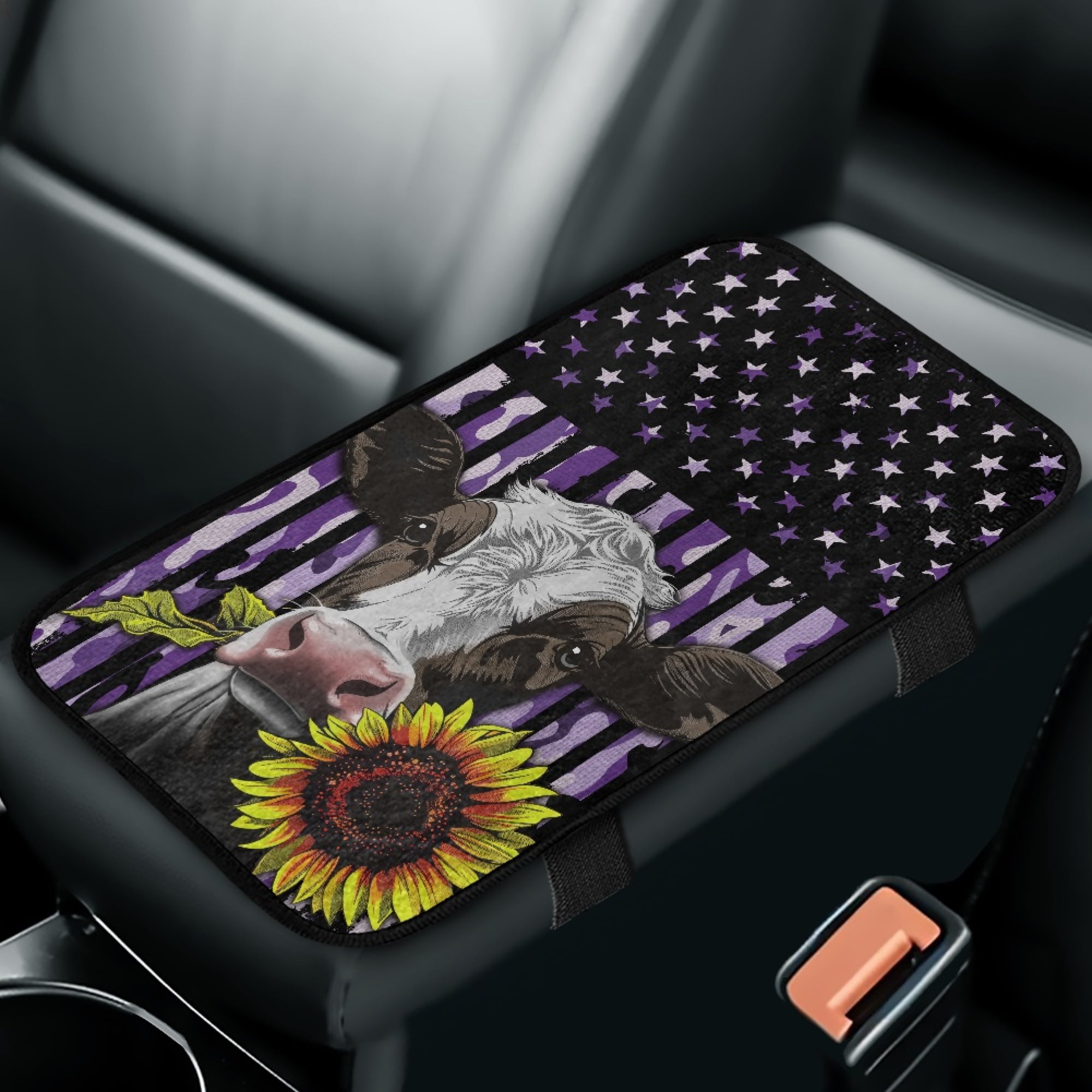 Yuyamidu Cow Center Console Armrest Cover for SUV Car Truck Sunflower ...