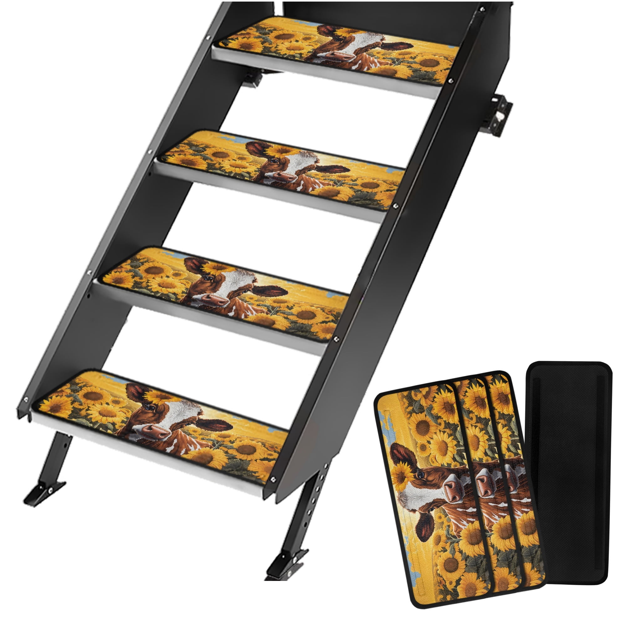 Yuyamidu Cow RV Step Covers Sunflower Stair Covers for RV Accessories 4 ...