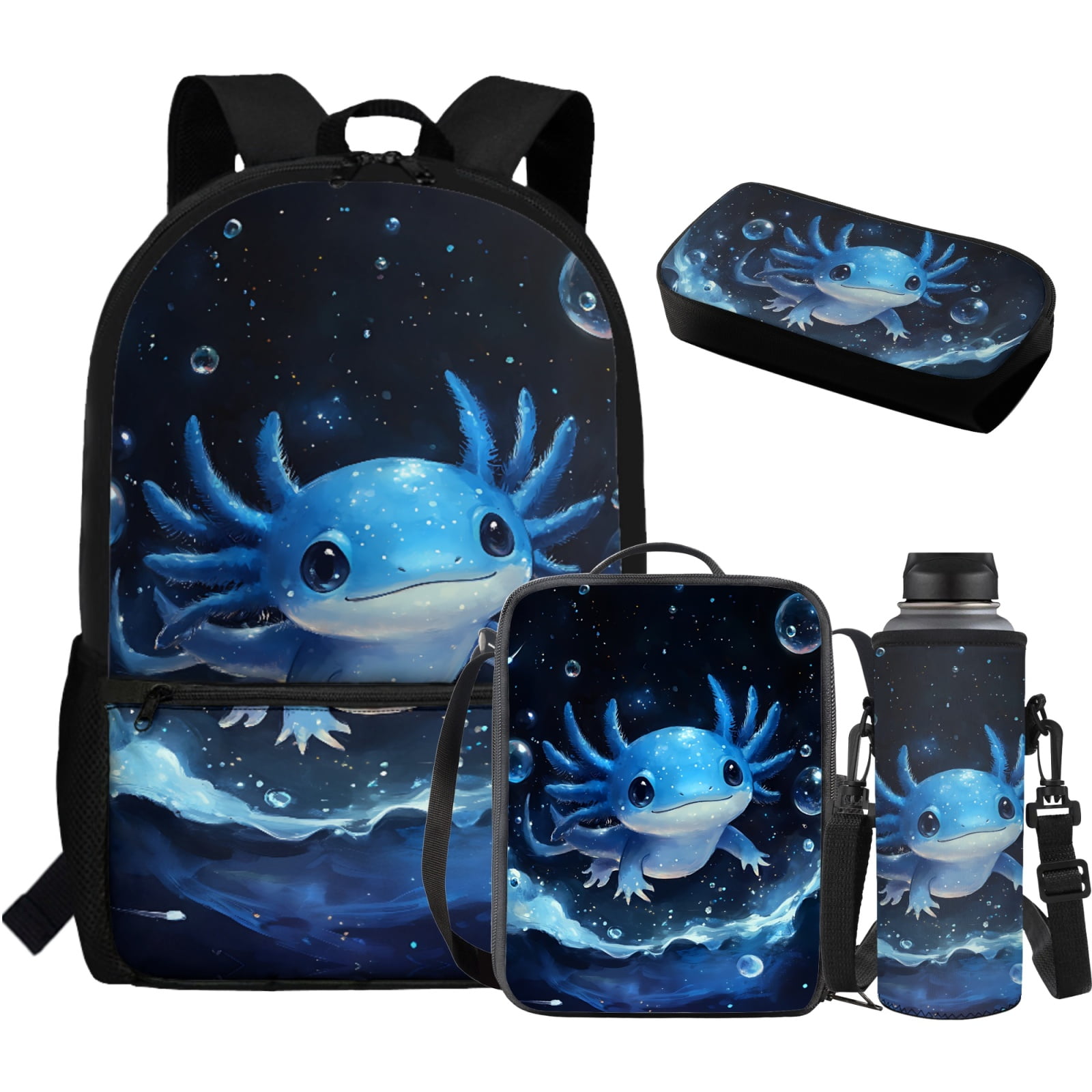 Yuyamidu Cute Axolotl School Backpack for Boys with Lunch Box Middle ...