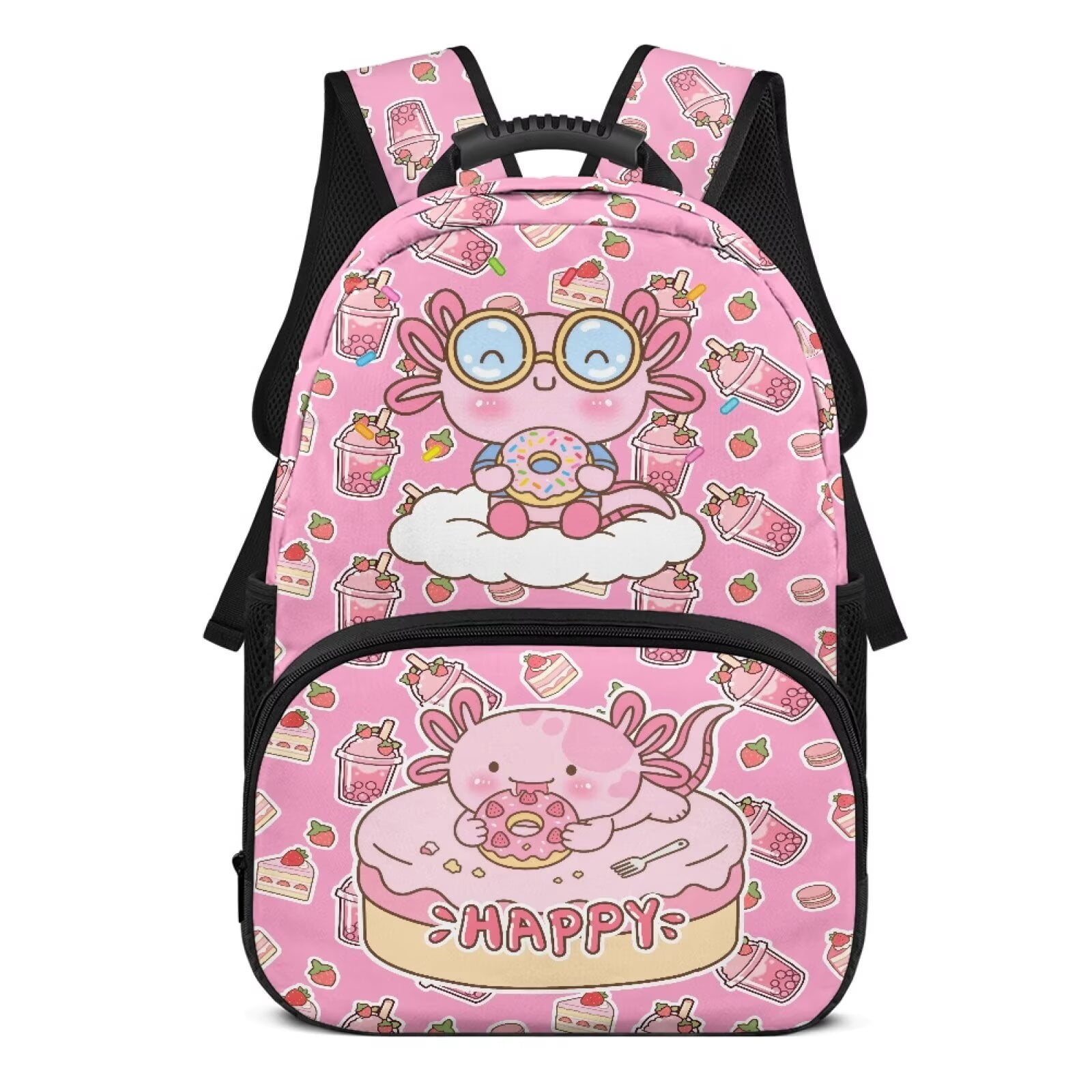 Yuyamidu Cute Axolotl School Backpack for Girls 5-7 Pink Bookbag ...