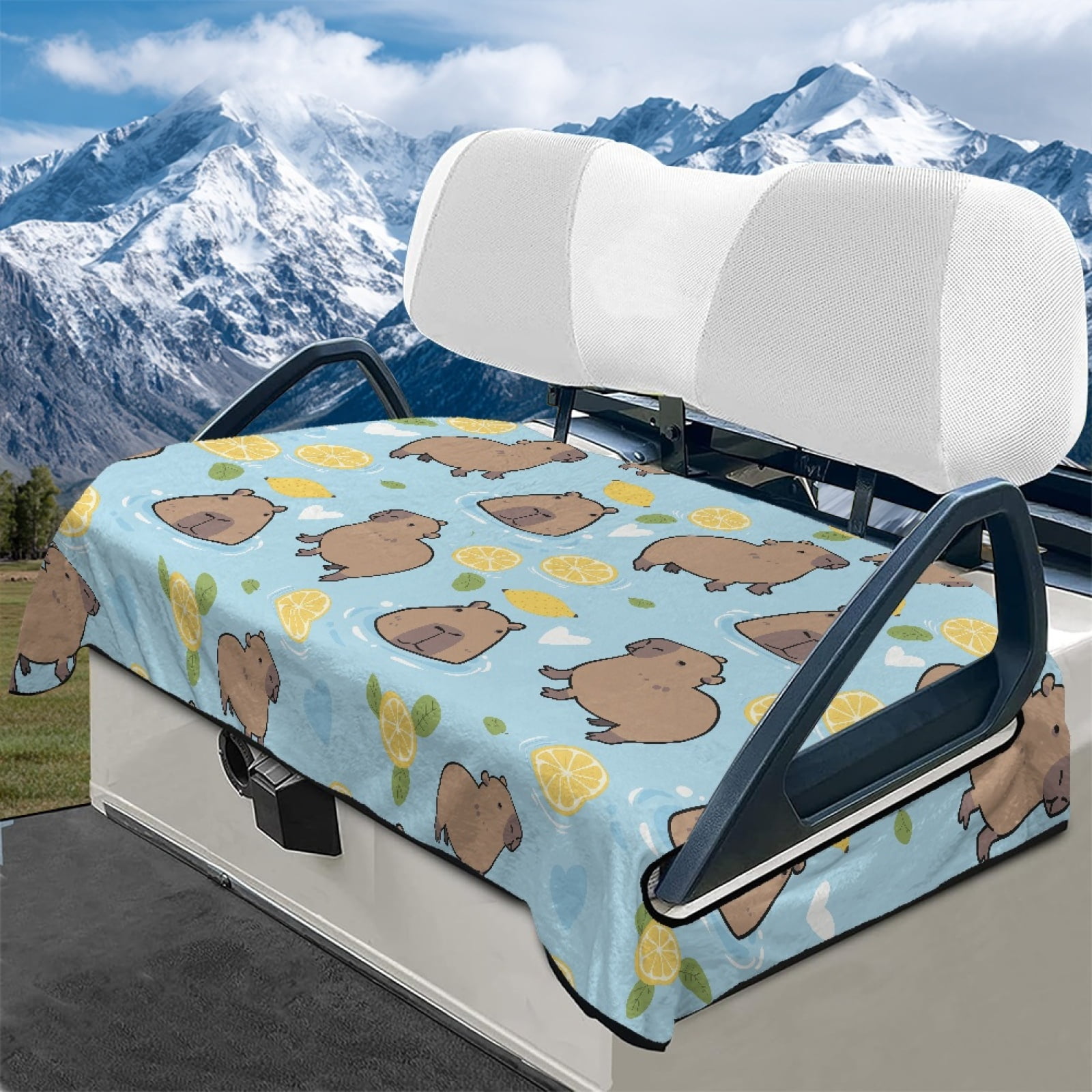 Yuyamidu Cute Capybara Golf Cart Seat Cover for 2 Seats Lemon Club Car ...