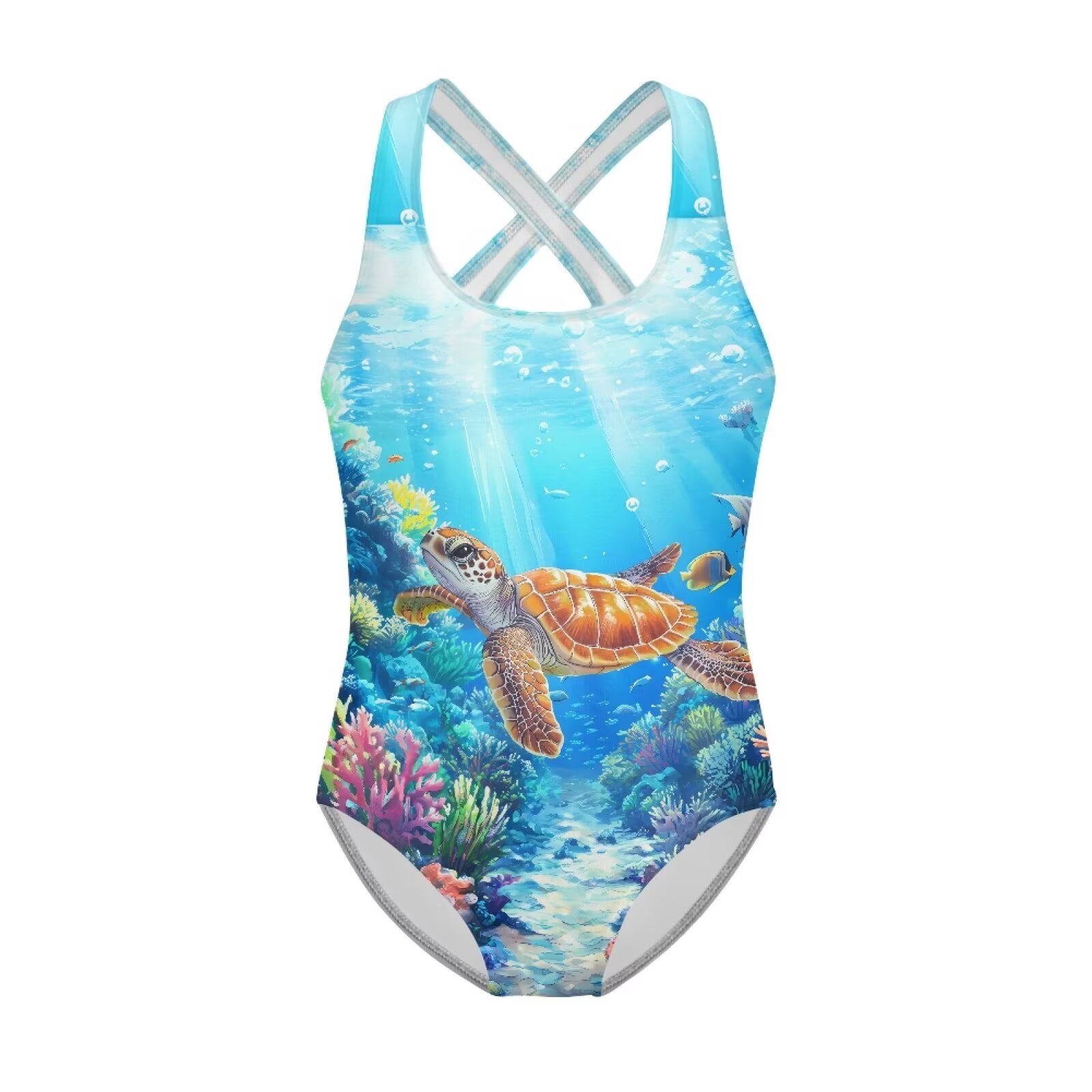 Yuyamidu Cute Girls One Piece Swimsuit with Cross Back Summer Swimwear ...
