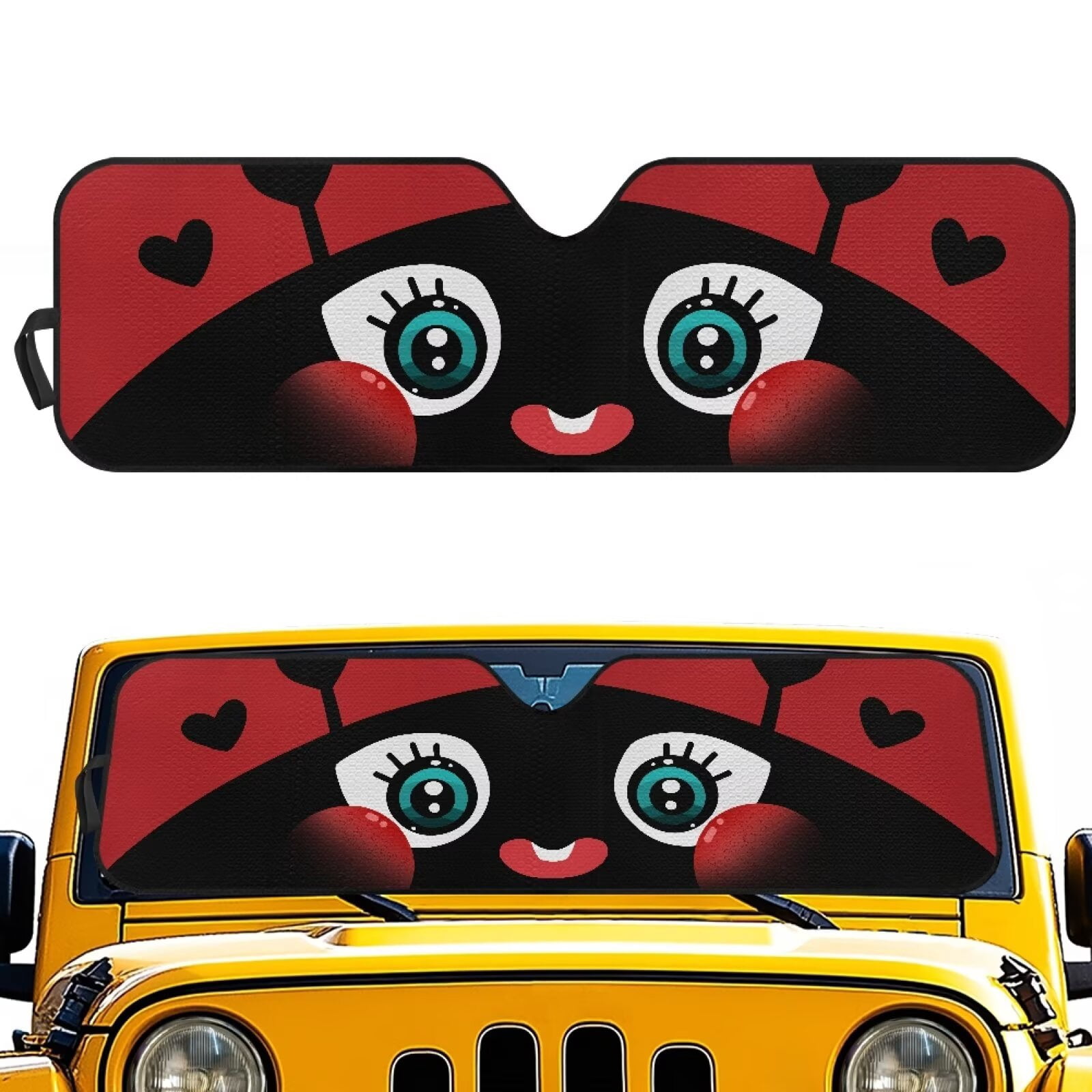 Yuyamidu Cute Ladybug Windshield Sunshade Funny Car Sun Shade Sun Visor ...