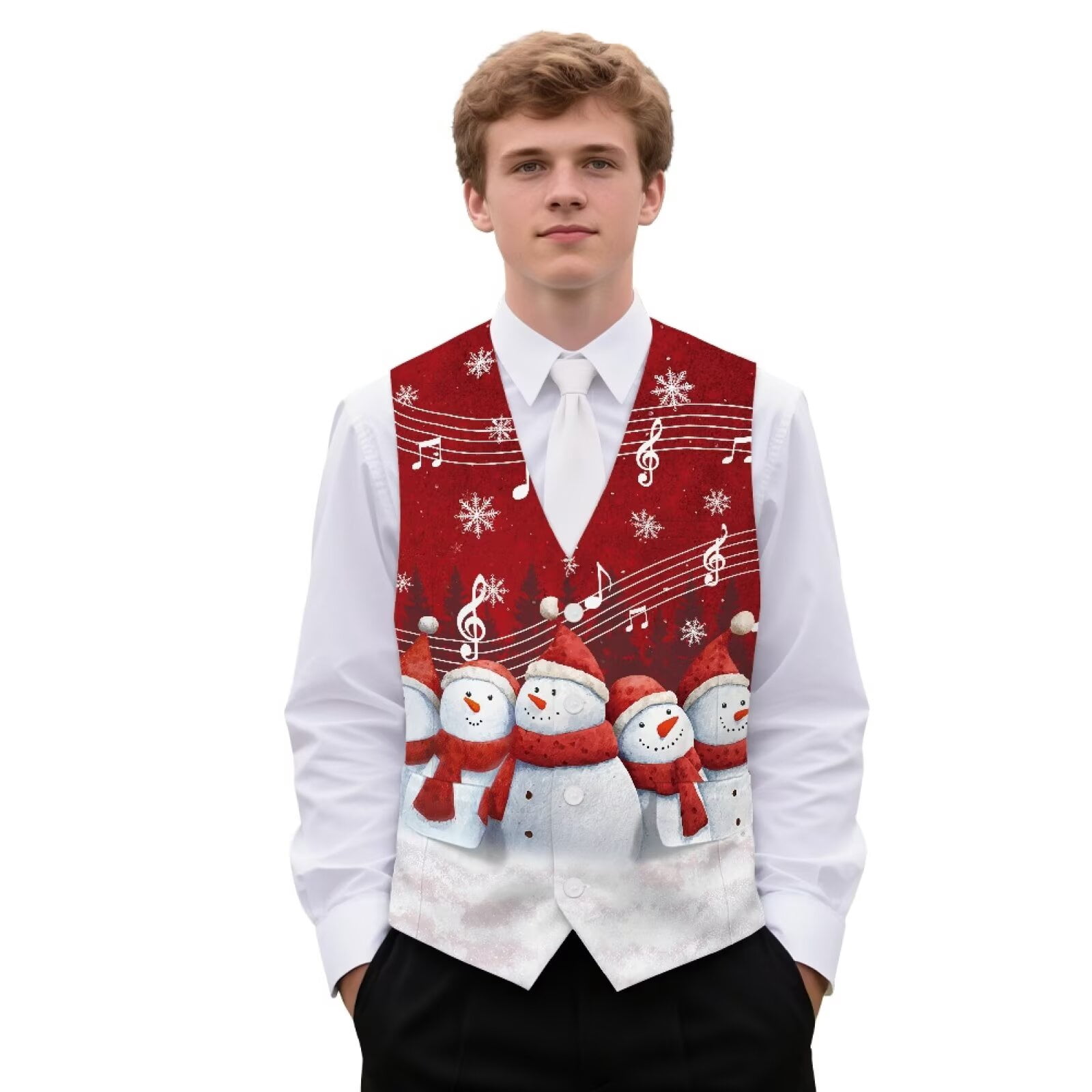 Yuyamidu Cute Snowman Mens Suit Vest Business Casual Dress Waistcoat ...