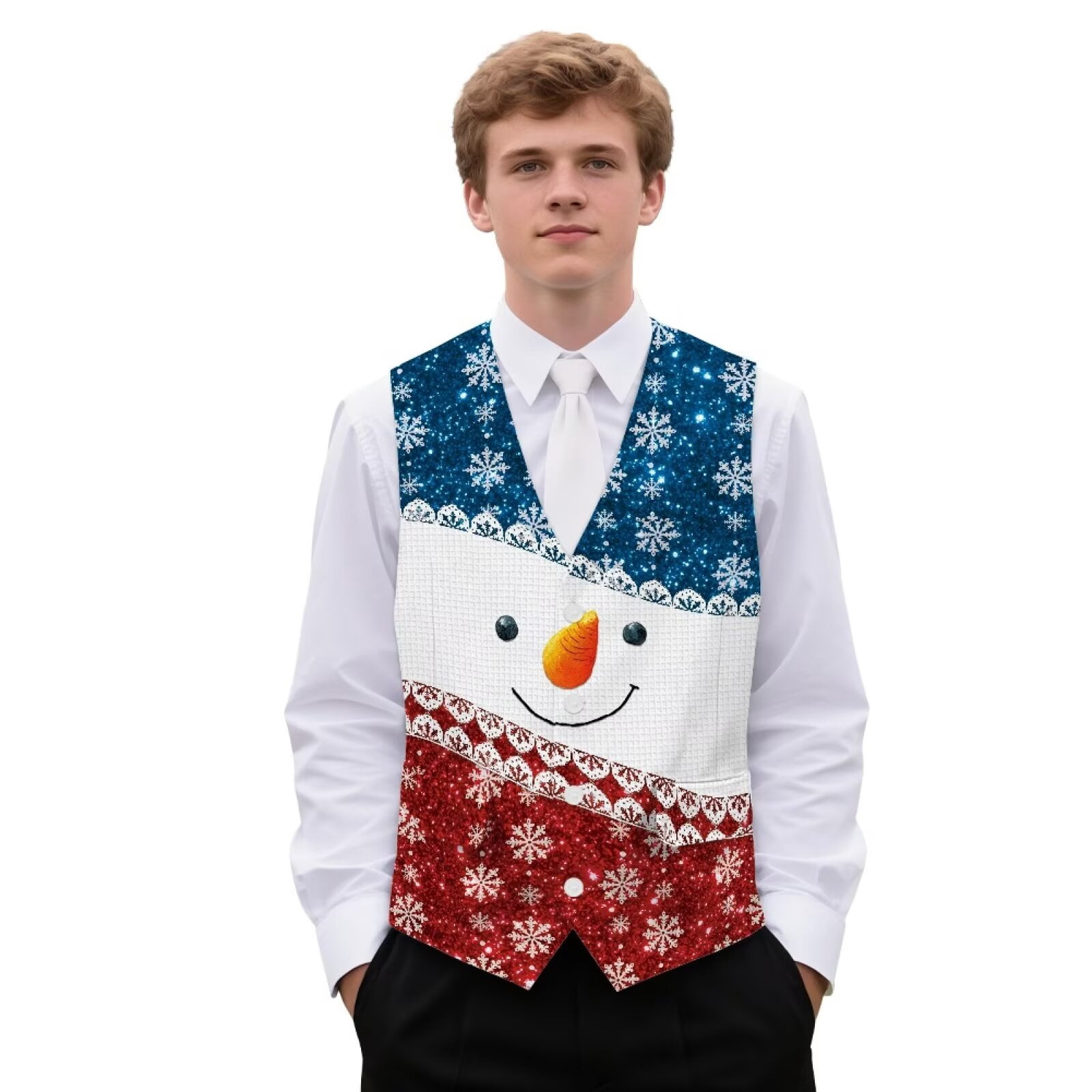 Yuyamidu Cute Snowman Mens Suit Vest Business Formal Dress Vests for ...