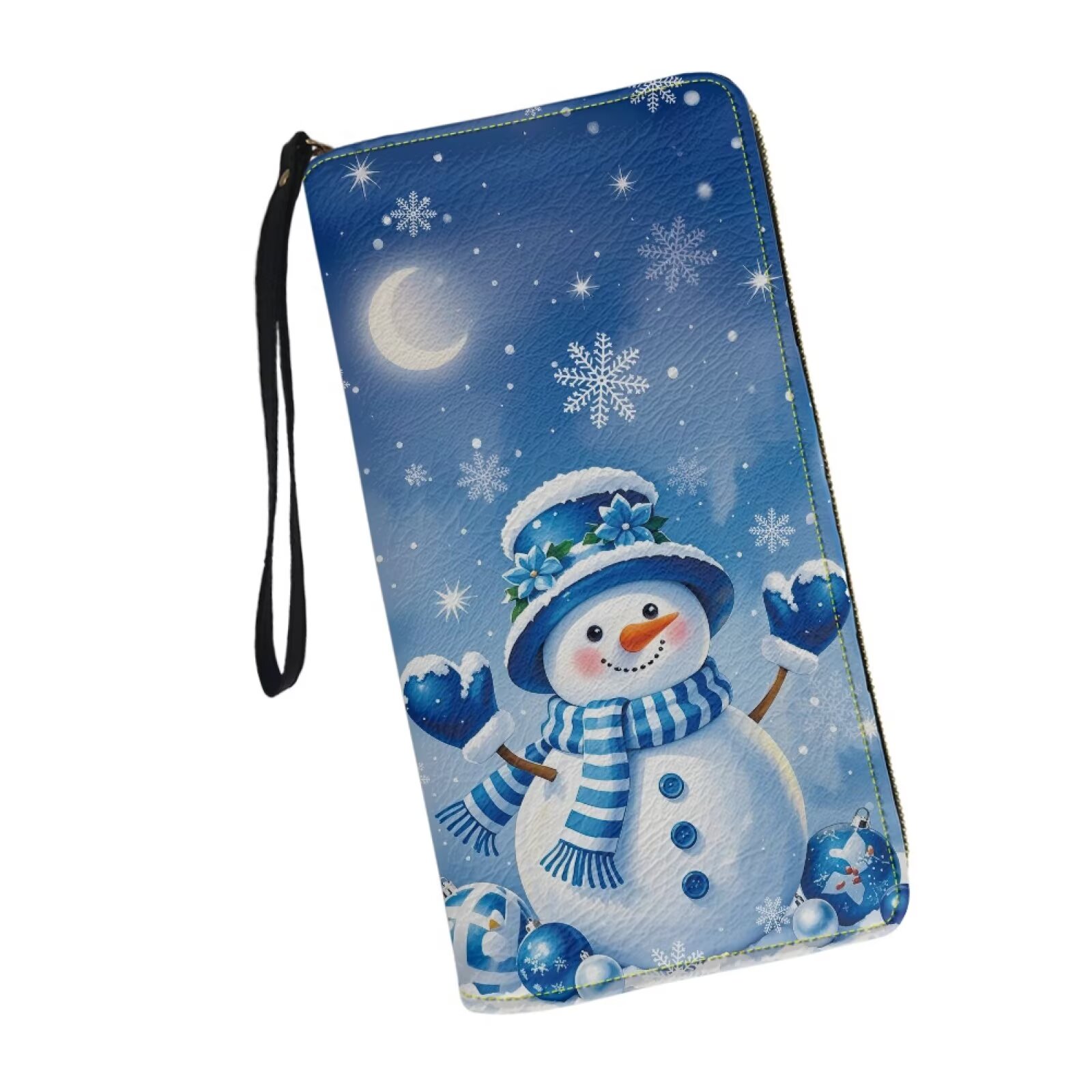 Yuyamidu Cute Snowman Women's Wallet Zip Around Clutch Purse with ...