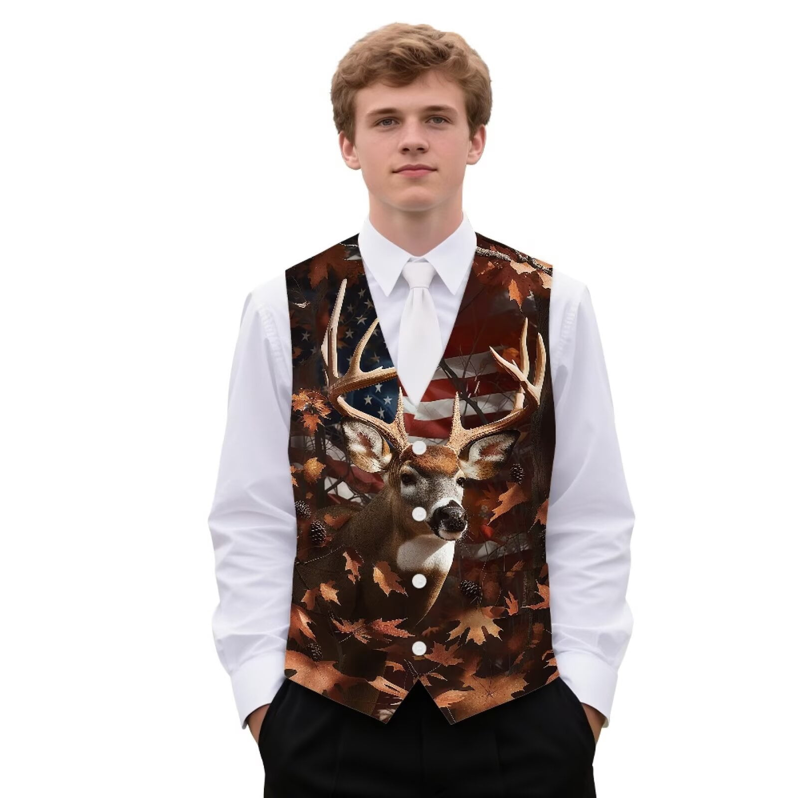 Yuyamidu Deer Men's Formal Vest Camo Hunting Slim Fit Waistcoat for ...