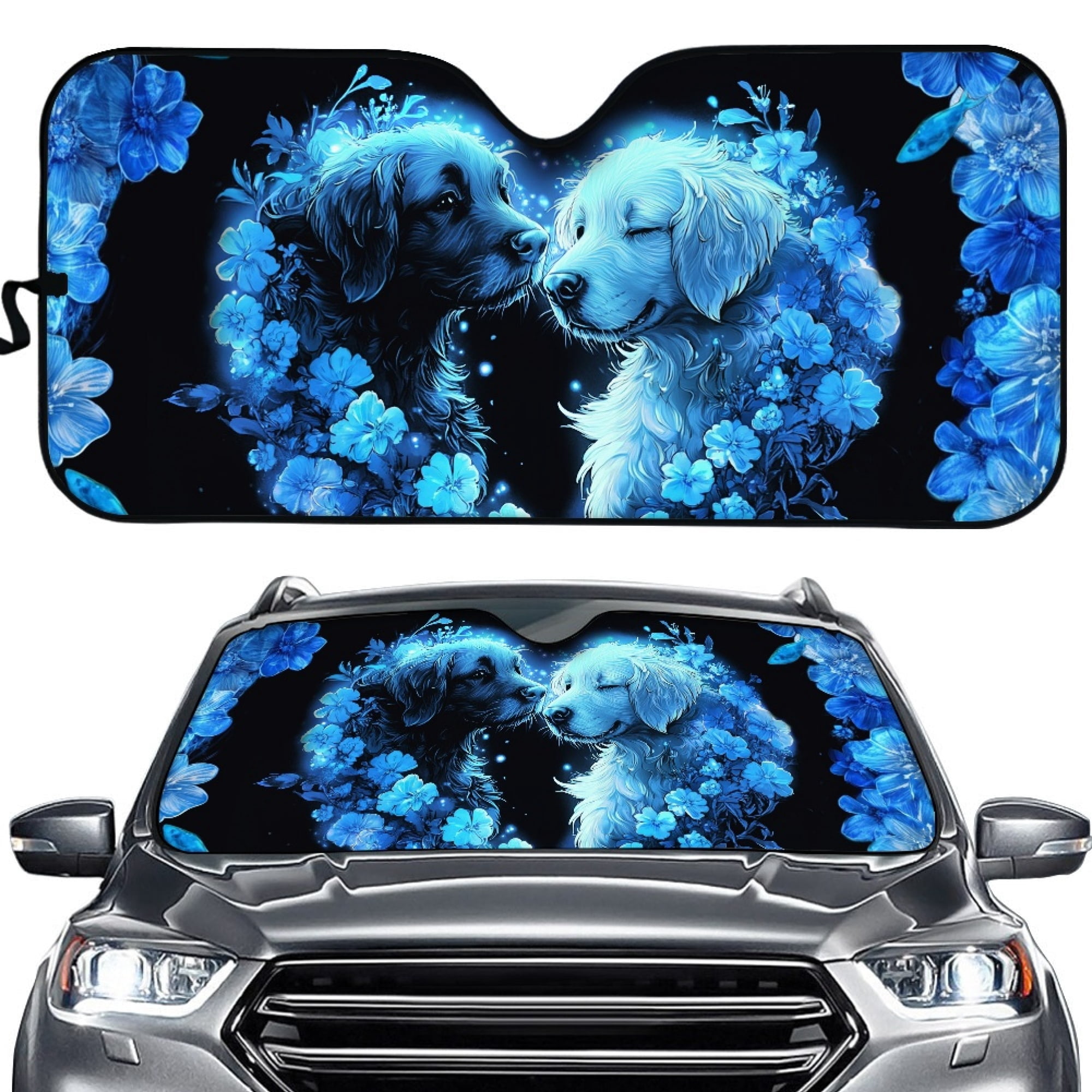 Yuyamidu Dog Car Sunshade for Windshield Hibiscus Auto Front Window Sun ...