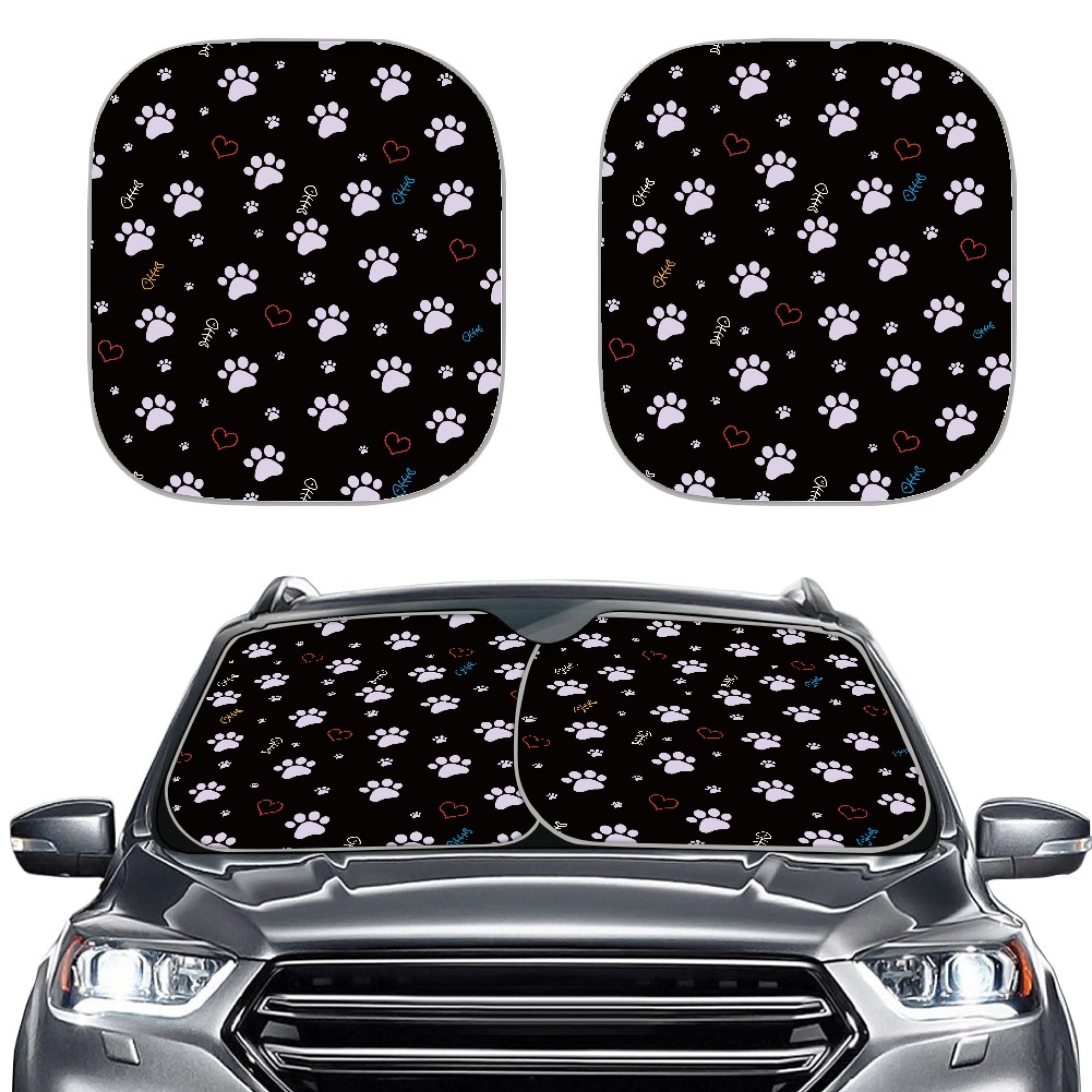 Yuyamidu Dog Paw Car Window Shades for SUV Auto Truck Heart Car Sun ...