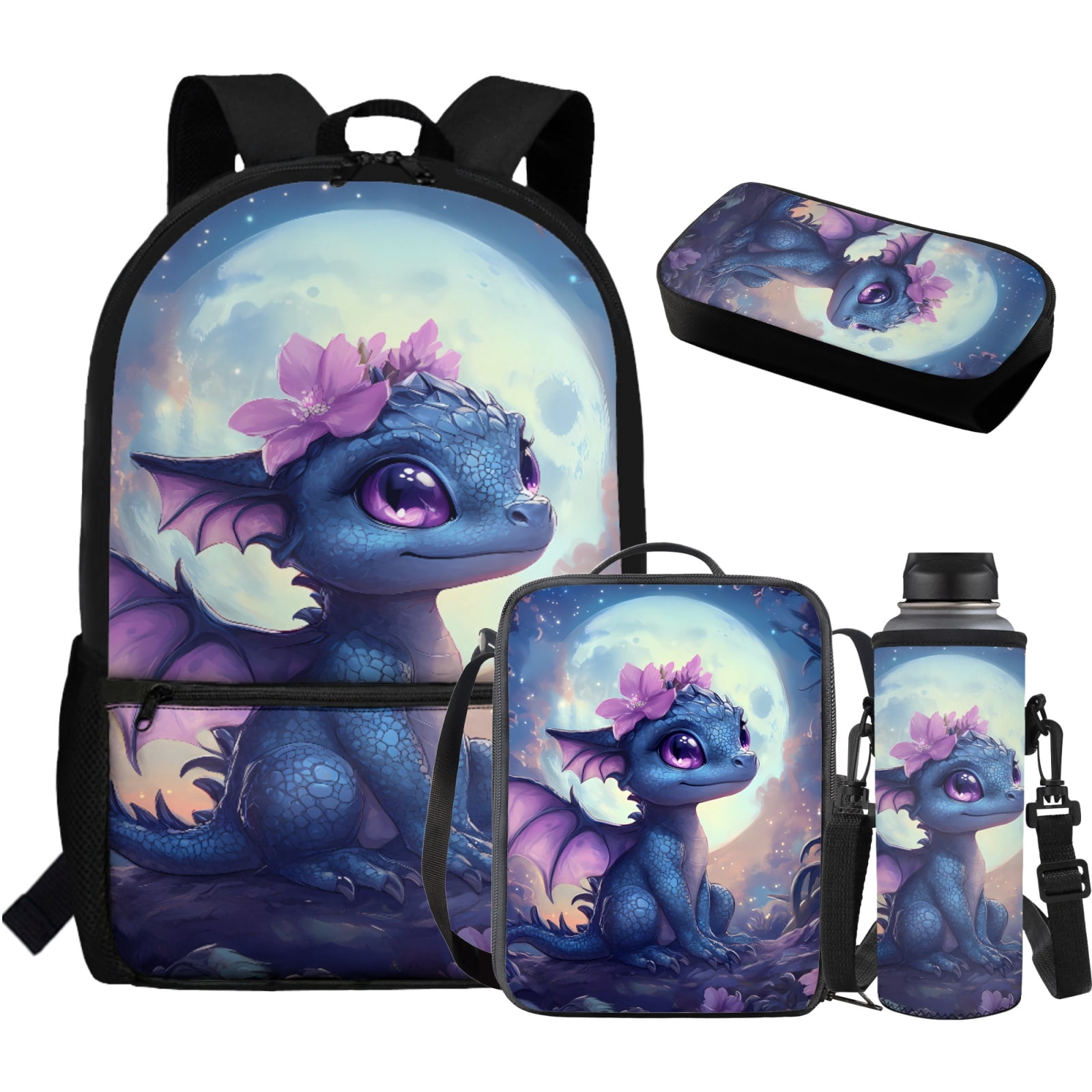Yuyamidu Dragon School Backpack for Boys with Lunch Box Girls Bookbag ...