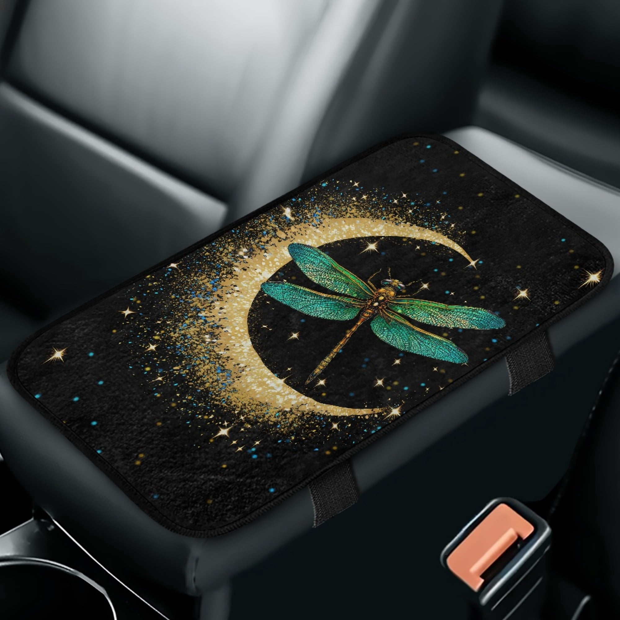 Yuyamidu Dragonfly Auto Armrest Cover Pad Moon Car Armrest Seat Box Cover Protector Short Plush ...