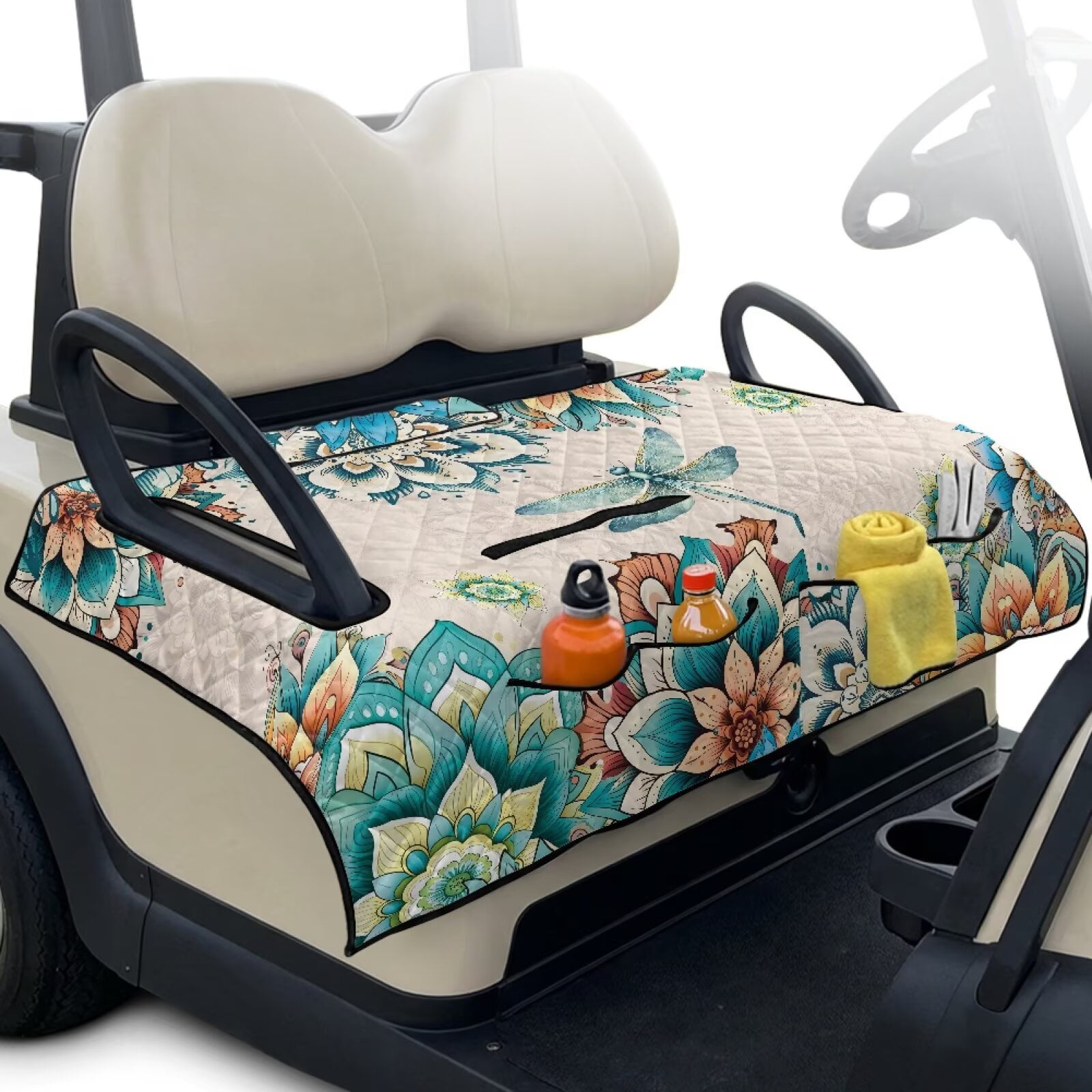 Yuyamidu Dragonfly Golf Cart Seat Covers for 2 Seats Boho Flowers Golf ...