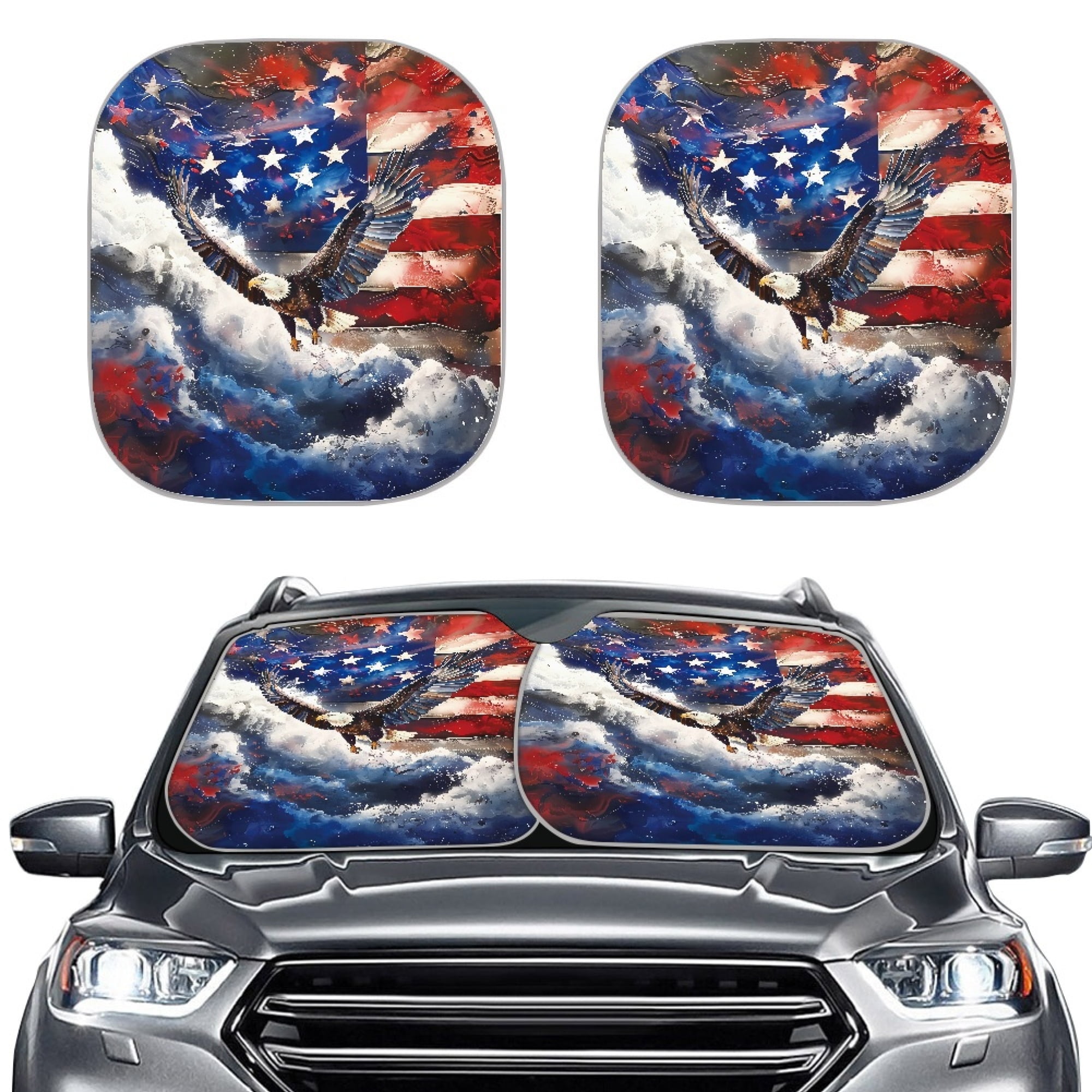 Yuyamidu Eagle Car Sun Shade Windshield American Flag Car Windshield ...