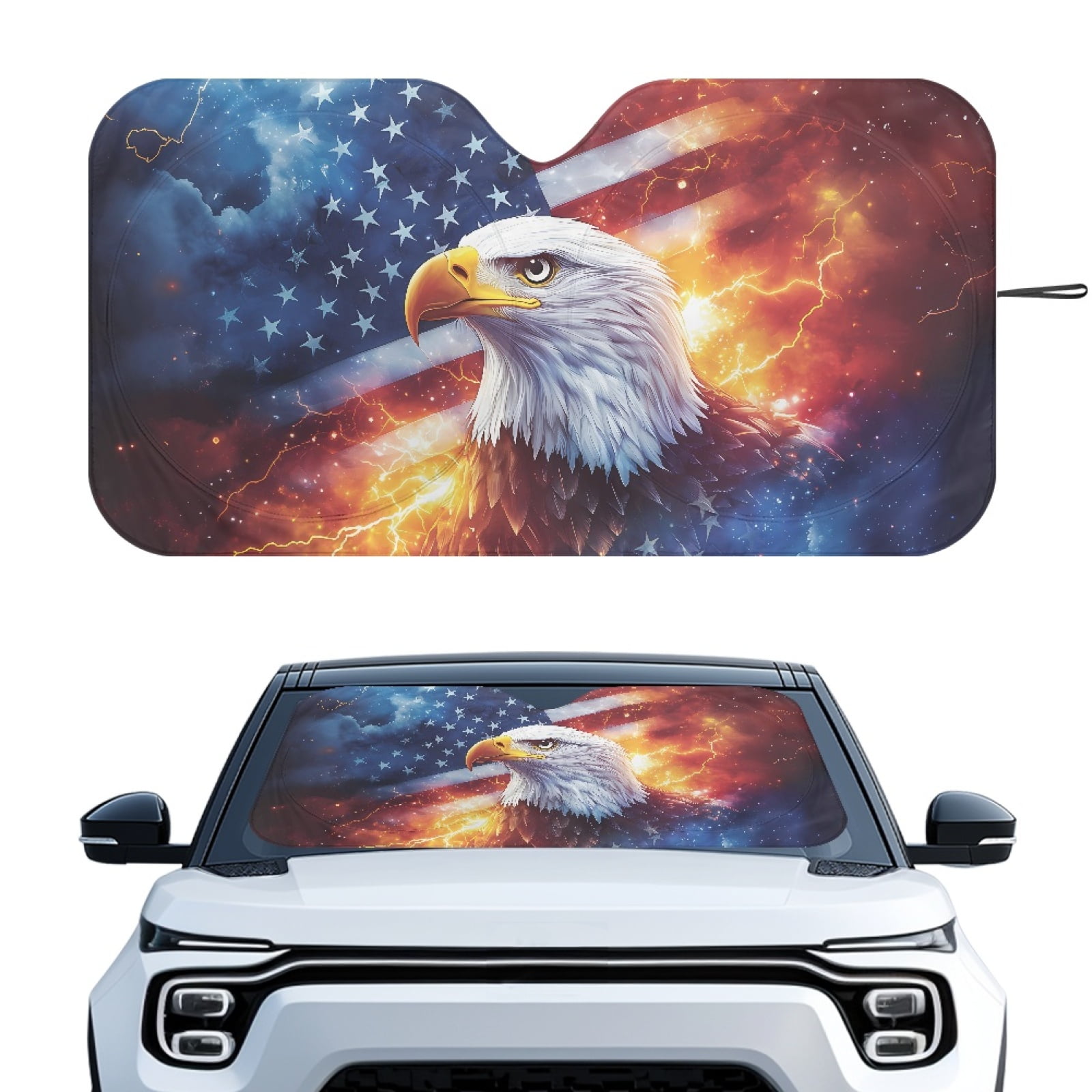 Yuyamidu Eagle Car Sun Shade Windshield American Flag Car Sunshade for ...