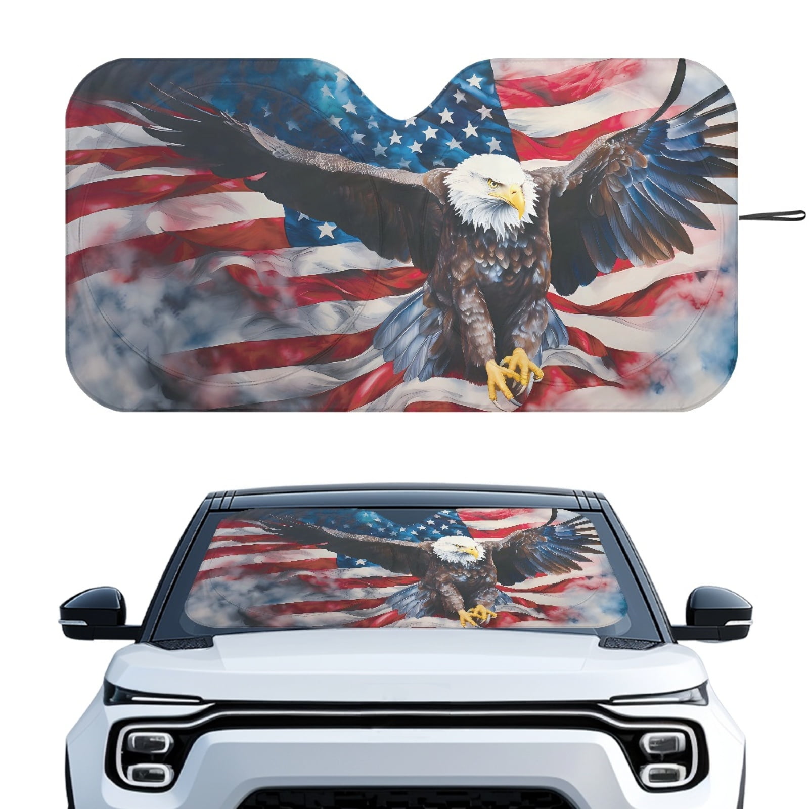 Yuyamidu Eagle Car Sunshade for Windshield for SUV Van Truck USA Flag ...