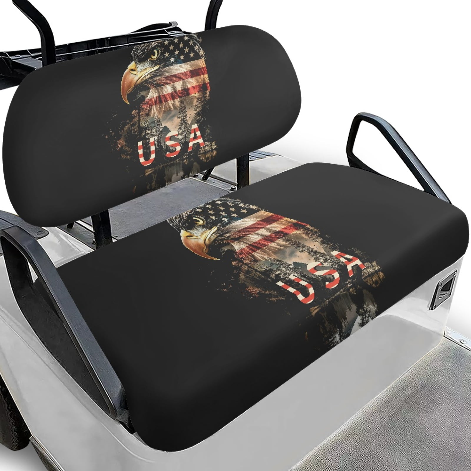 Yuyamidu Eagle Golf Cart Seat Covers Full Set of 2 American Flag Golf ...
