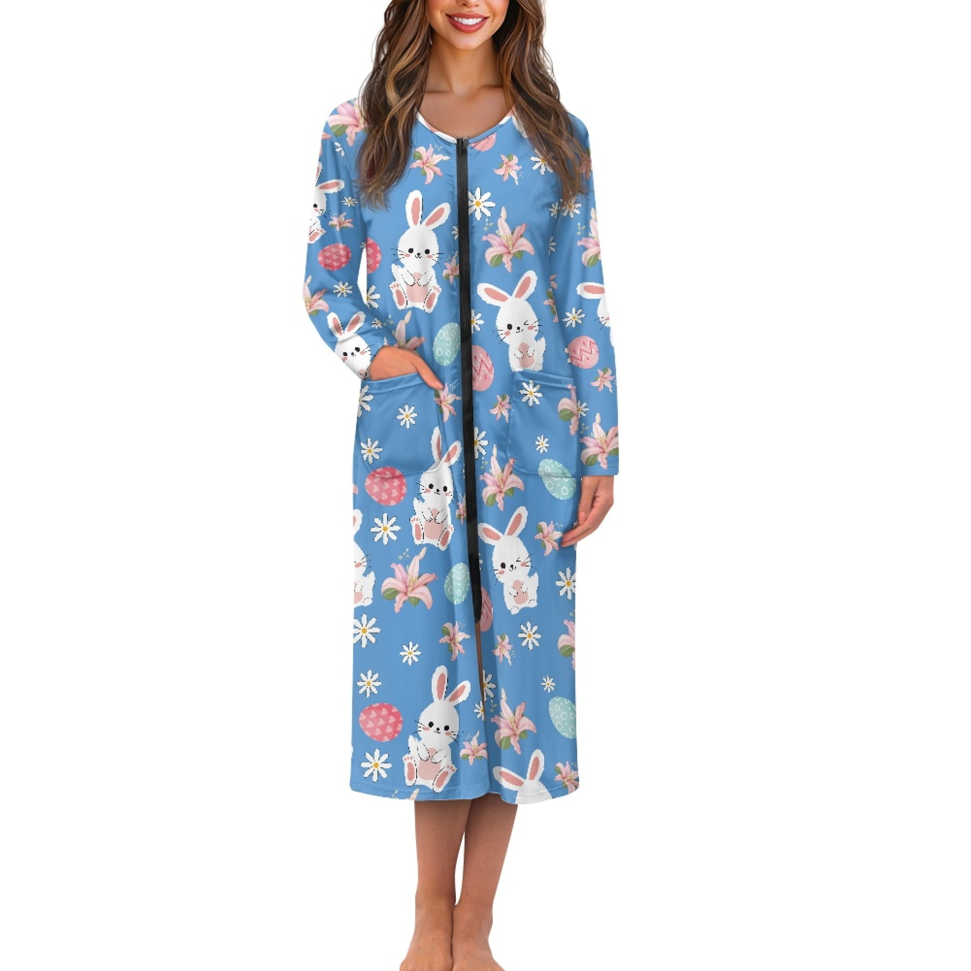 Yuyamidu Easter Egg Robe for Women Sexy Long Sleeve Gowns Sleepwear ...