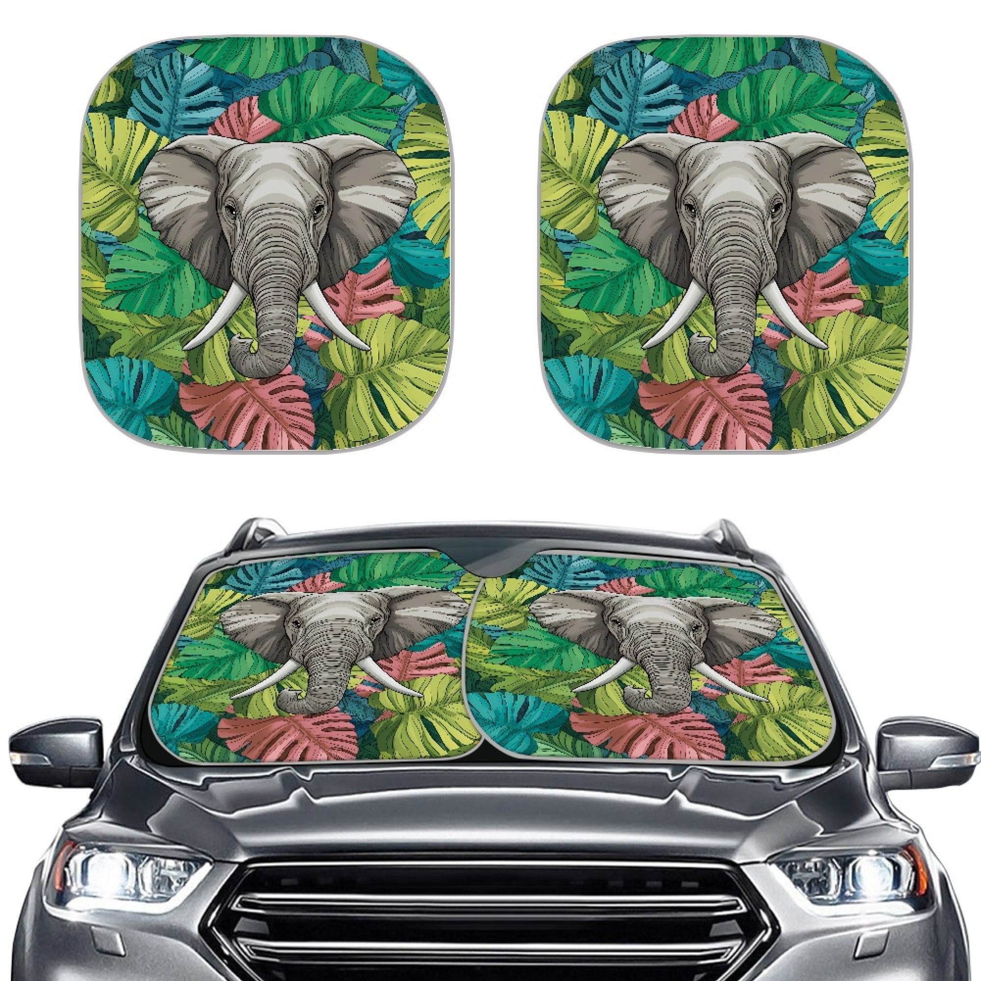 Yuyamidu Elephant Car Window Shades for SUV Auto Truck Palm Leaves Car ...