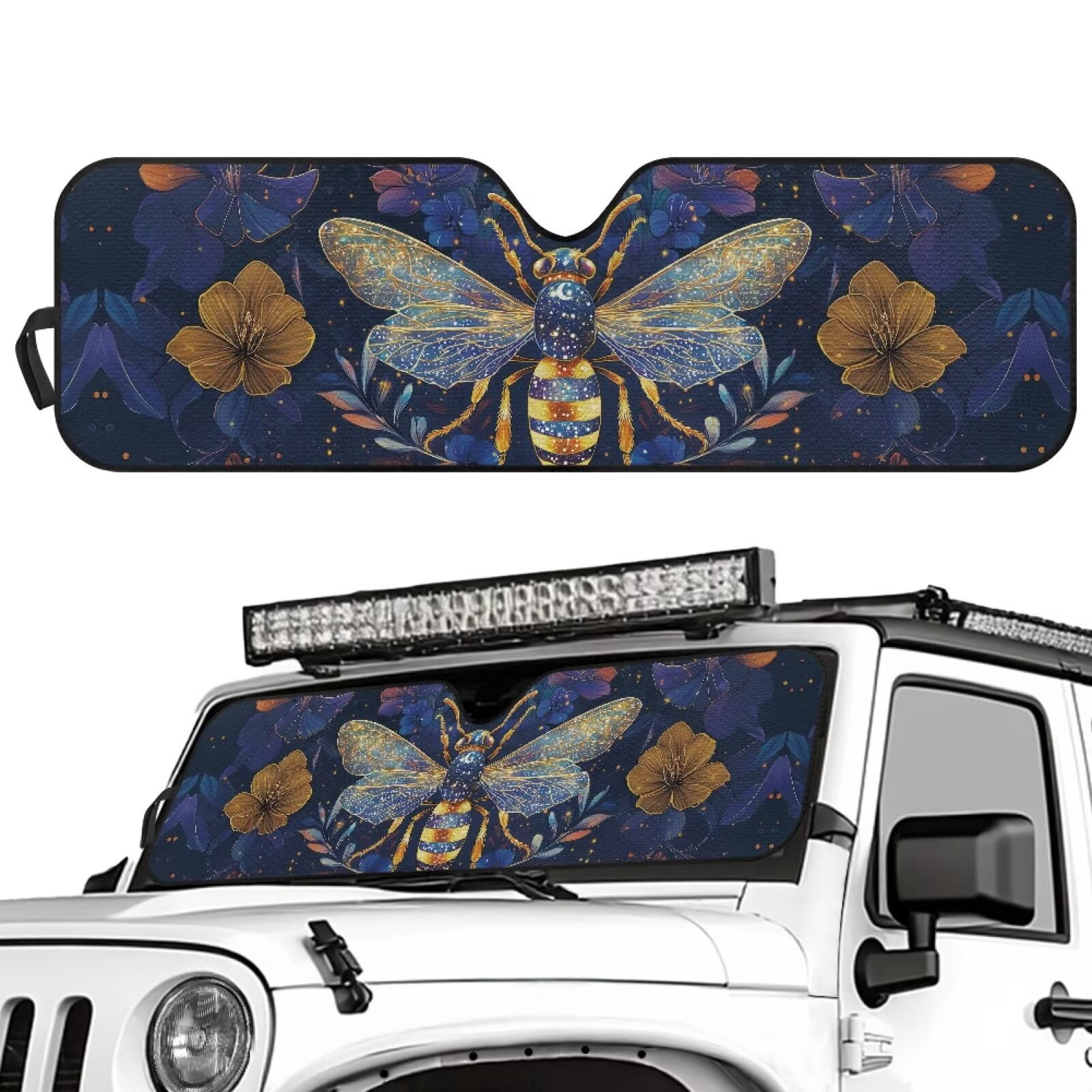 Yuyamidu Flowers Bee Windshield Sun Shade Compatible with Jeep Wrangler ...