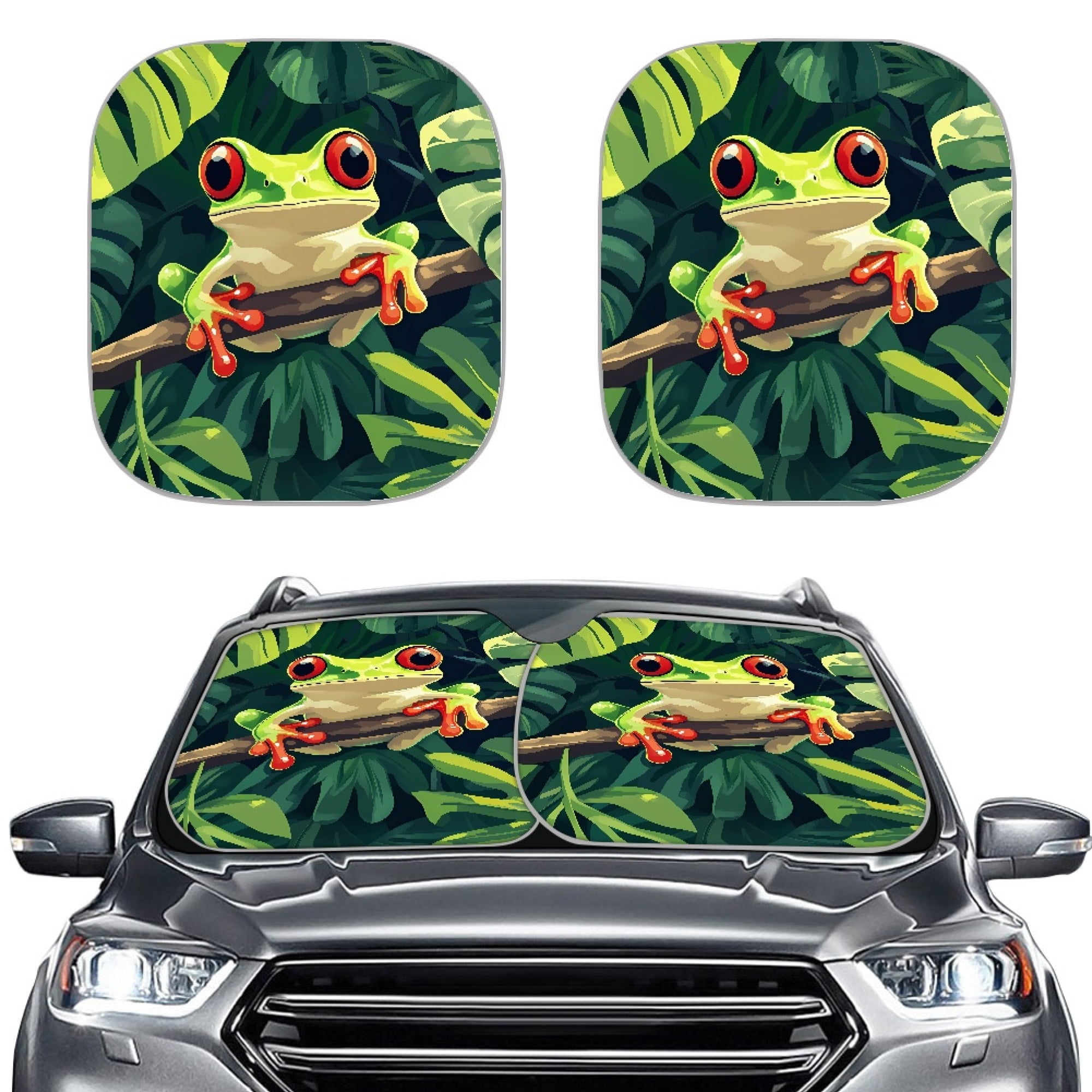 Yuyamidu Funny Frog Car Window Sunshade for SUV Van Truck Palm Leaves ...
