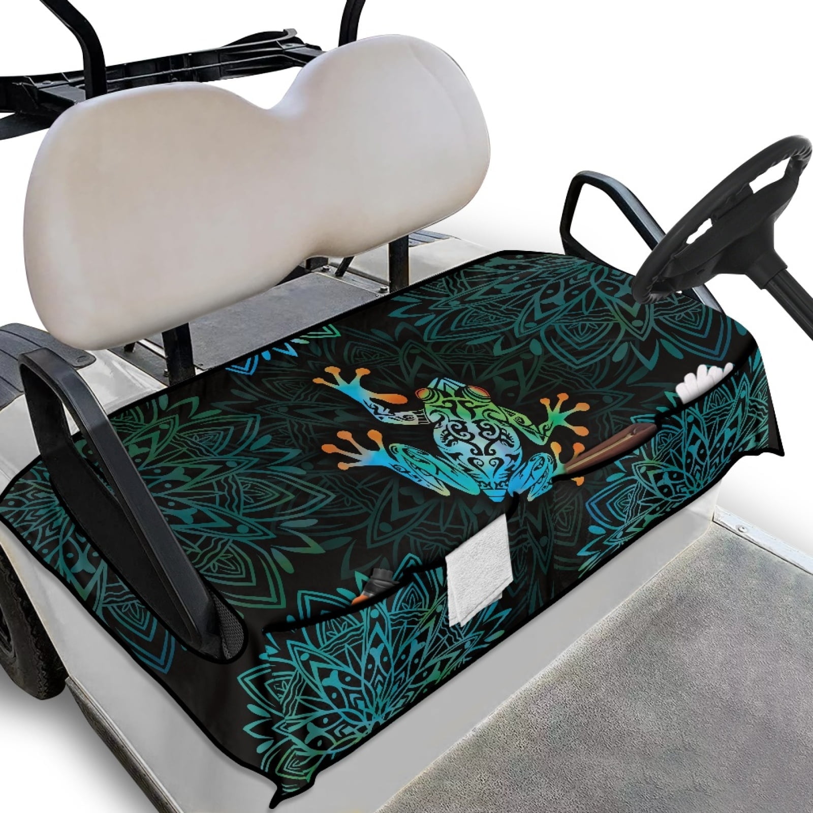 Yuyamidu Funny Frog Golf Cart Seat Covers Boho Flowers Golf Cart ...