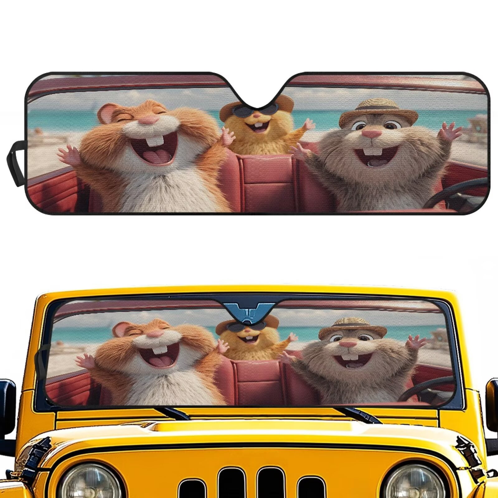 Yuyamidu Funny Marmot Windshield Sun Shade for Jeep Wrangler JL 2/4 ...