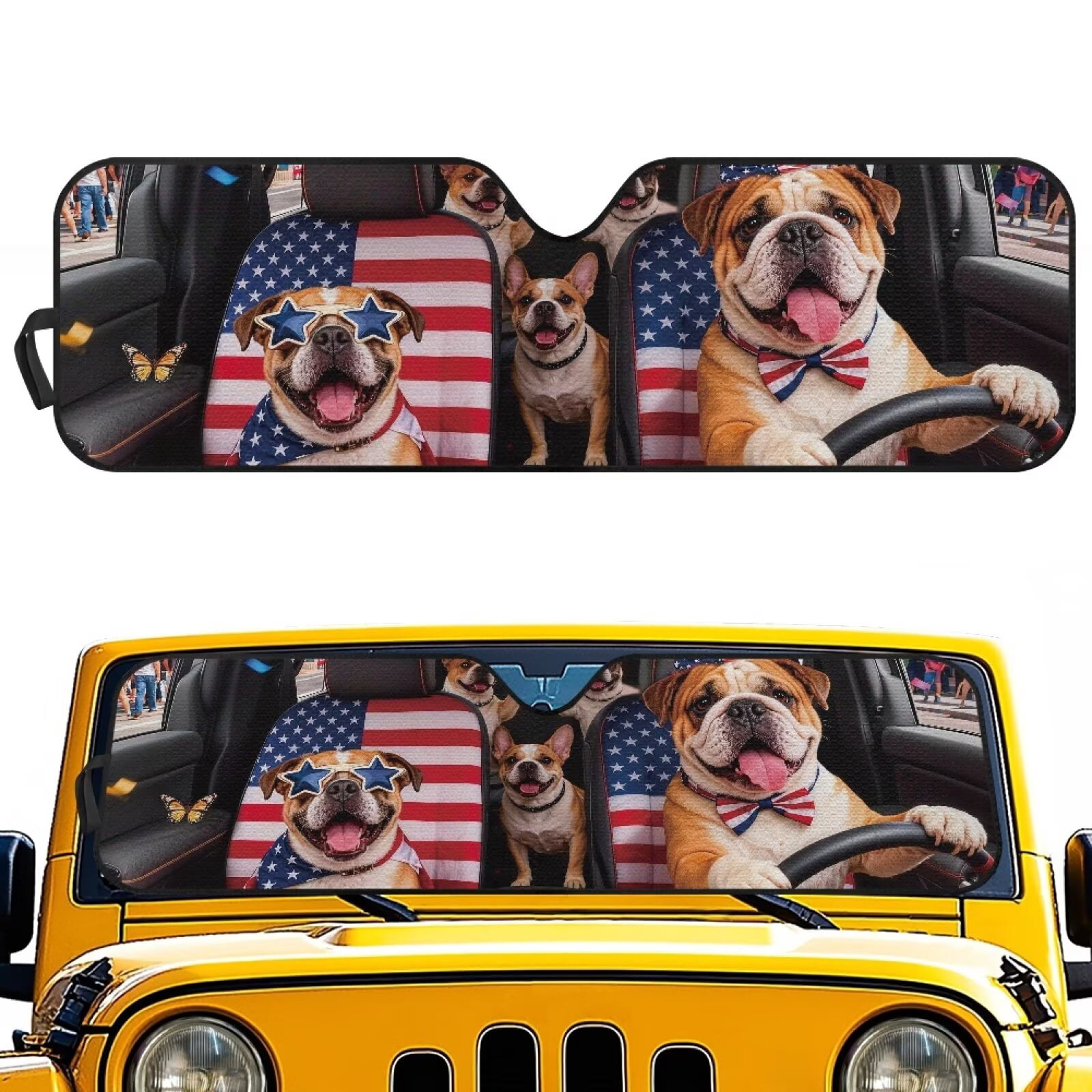 Yuyamidu Funny Pug Windshield Sun Shade for Jeep Wrangler TJ JK JKU JL ...