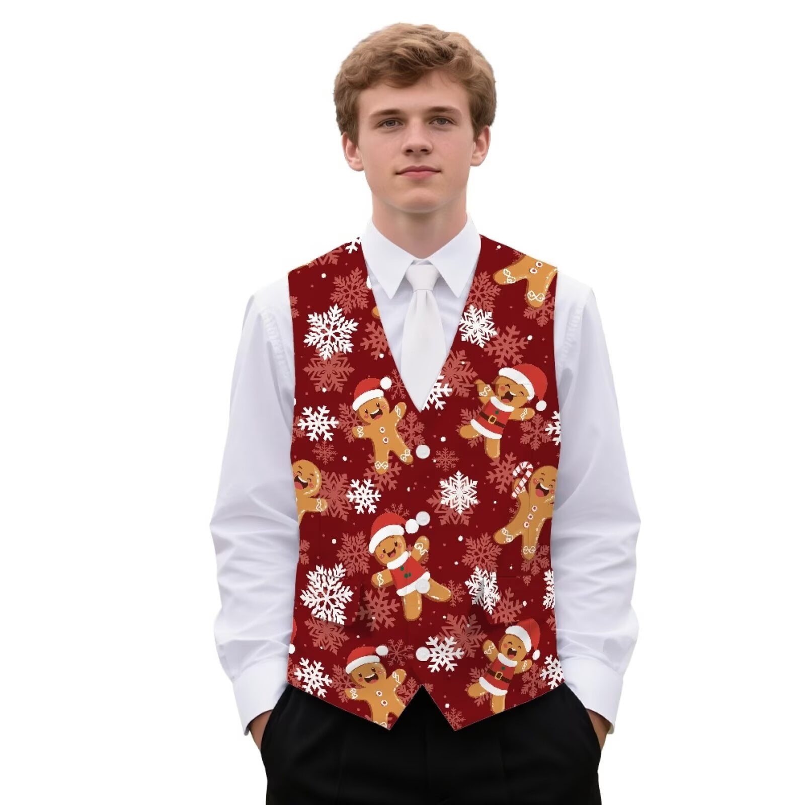 Yuyamidu Gingerbread Man Men's Suit Vest Size L Christmas Waistcoat ...