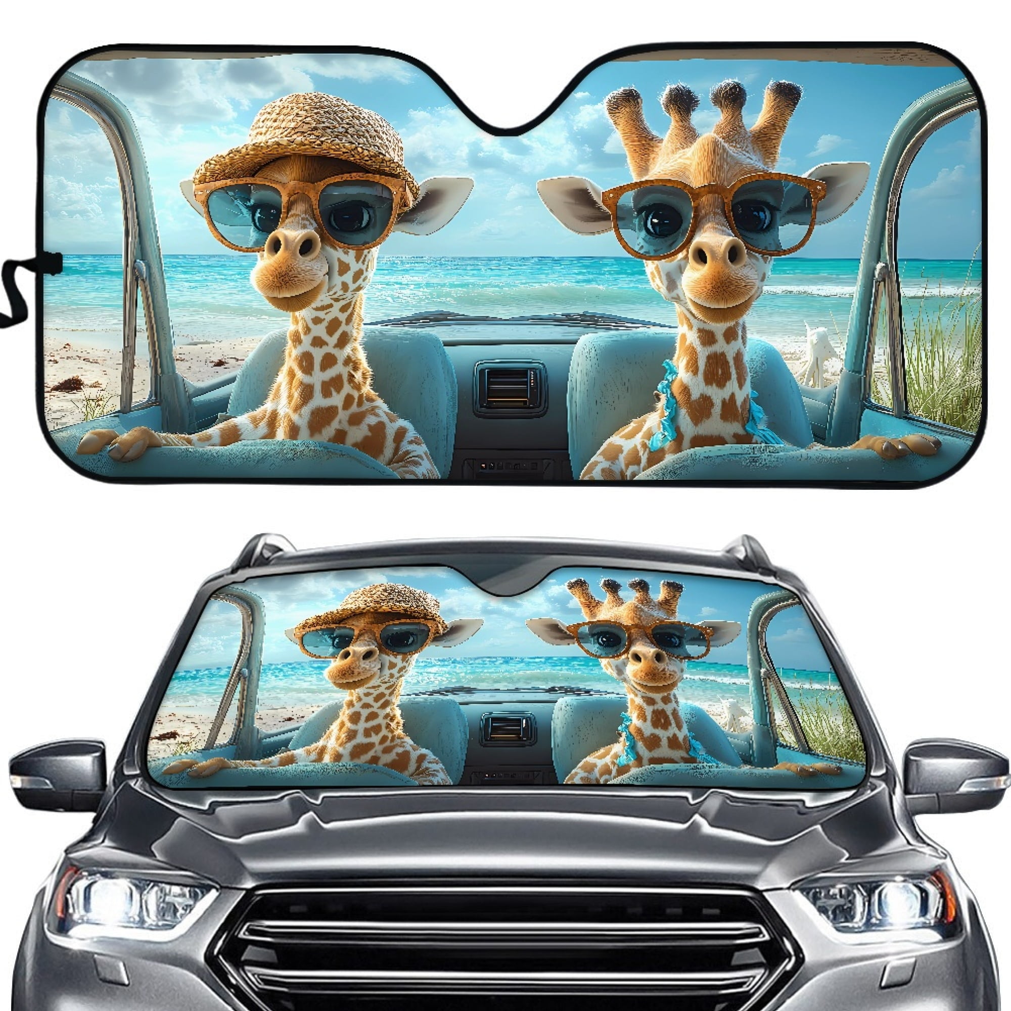 Yuyamidu Giraffe Car Windshield Sun Shade Seaside Automotive Windshield ...