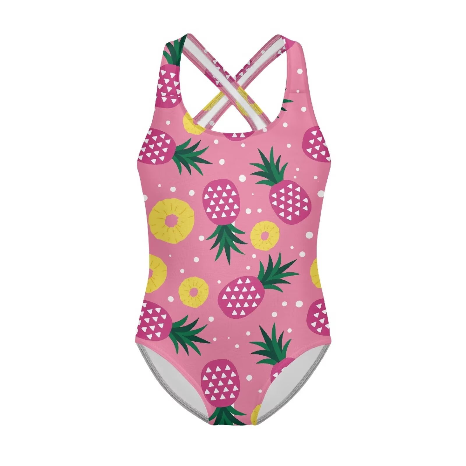 Yuyamidu Girls Swimsuit One Piece Bathing Suit Pink Pineapple Cross ...