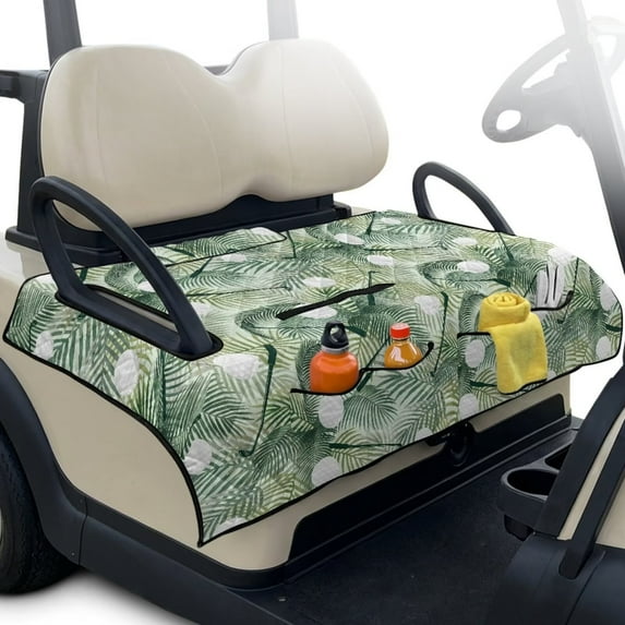 Yuyamidu Golf Ball Golf Cart Seat Covers with Front Pockets Palm Leaves ...