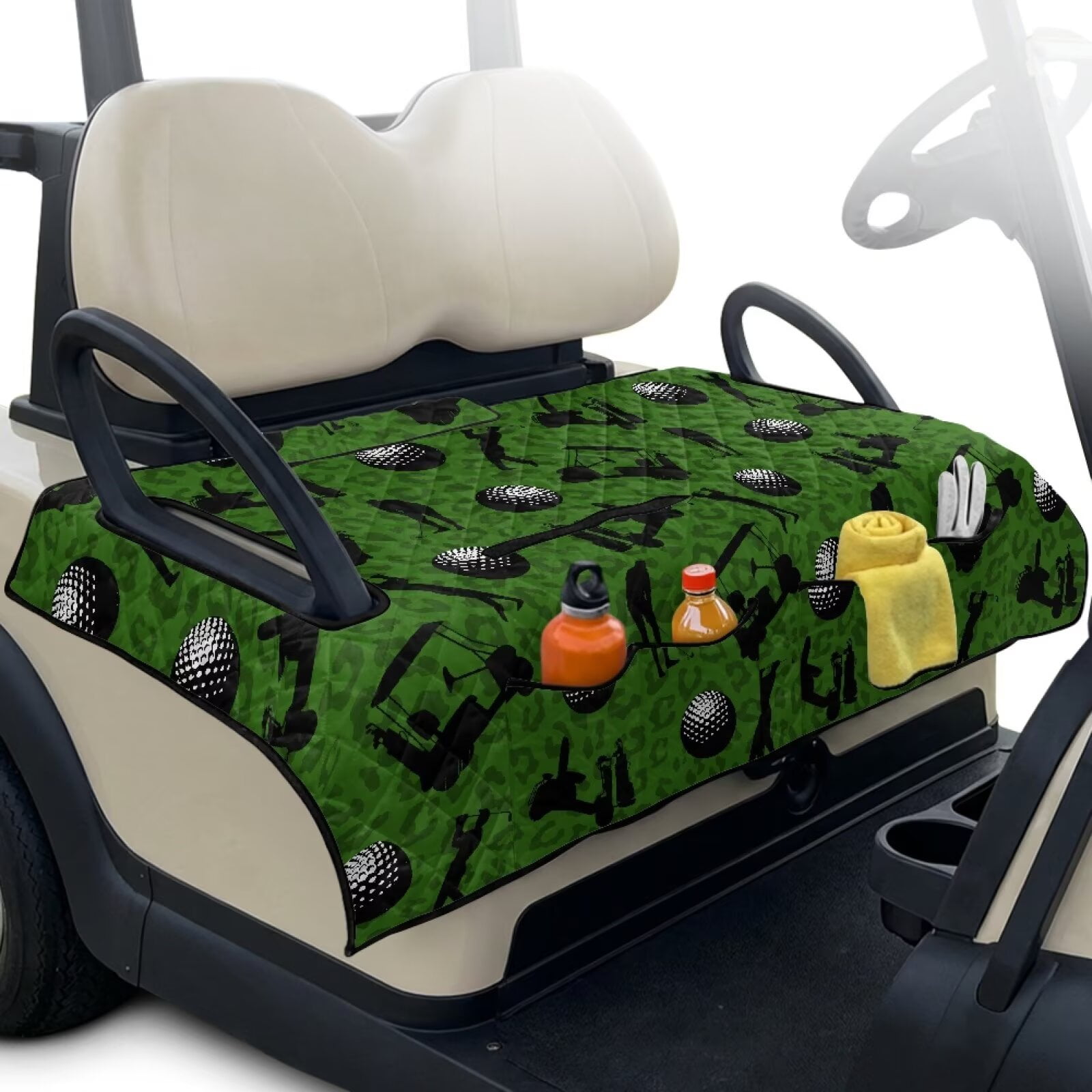 Yuyamidu Golf Ball Golf Cart Seat Covers with Pockets Green Golf Seat ...