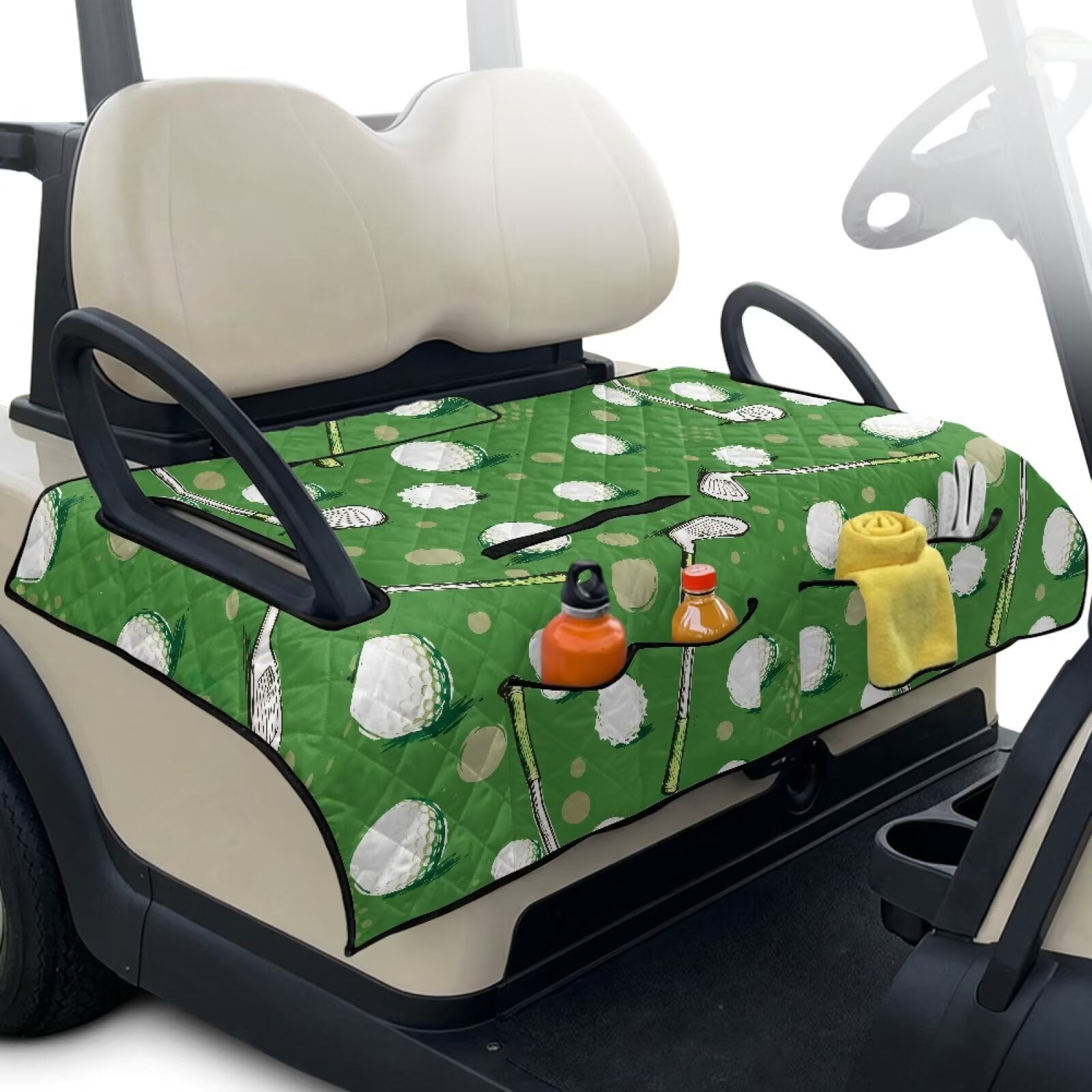 Yuyamidu Golf Ball Golf Cart Seat Covers with Shortage Pockets Green ...