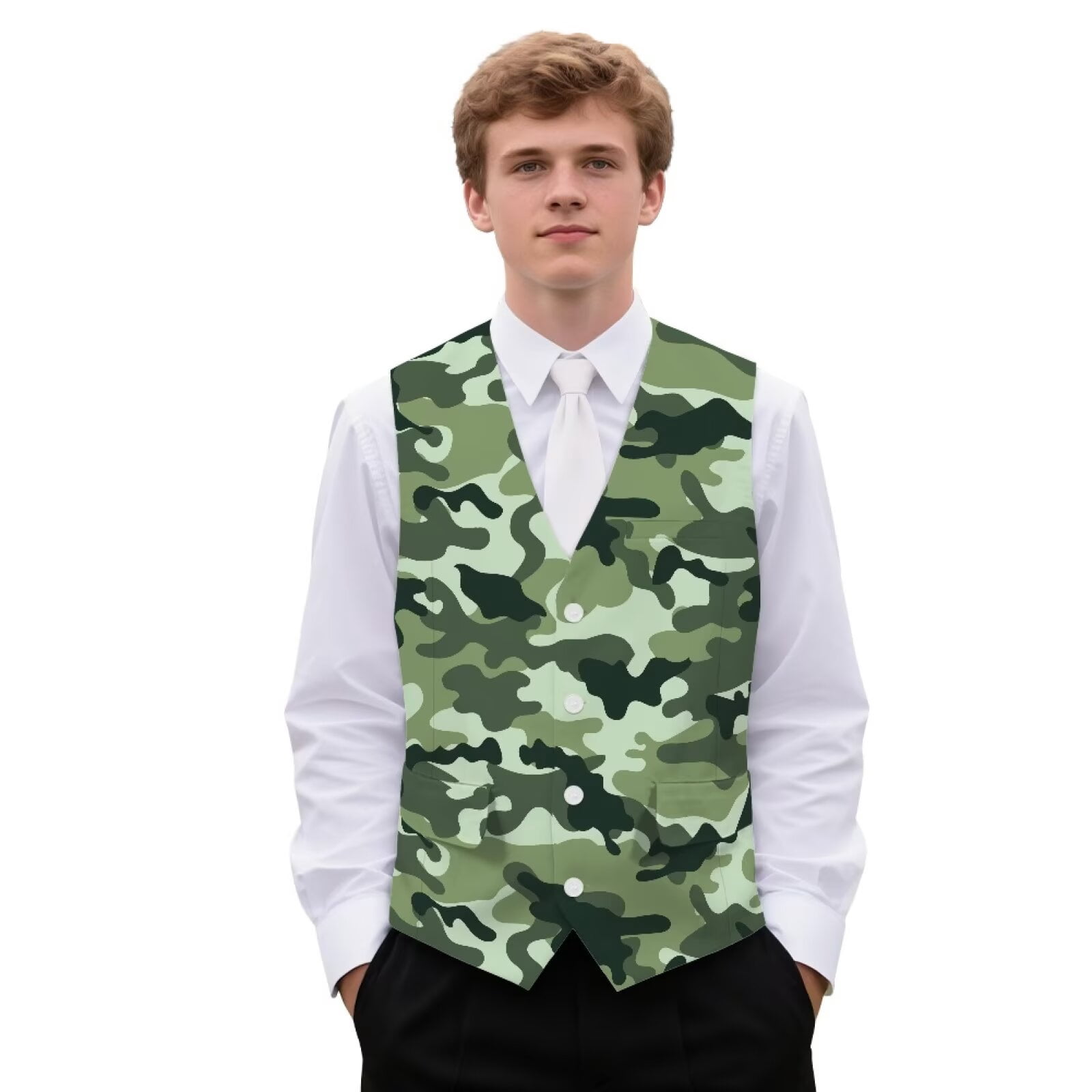Yuyamidu Green Camo Business Vests for Men Size S Lightweight Men's V ...