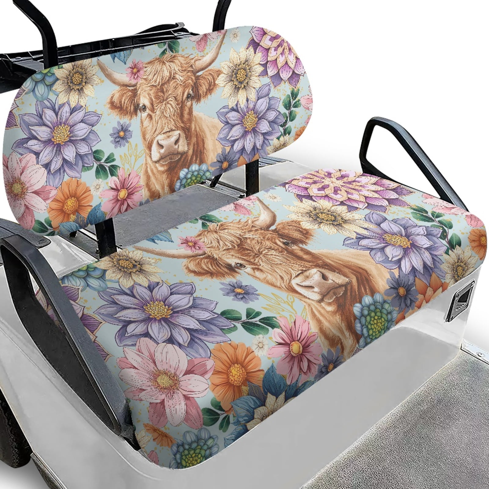 Yuyamidu Highland Cow Back Rest Seat Cushion Colorful Dahlia Golf Cart ...