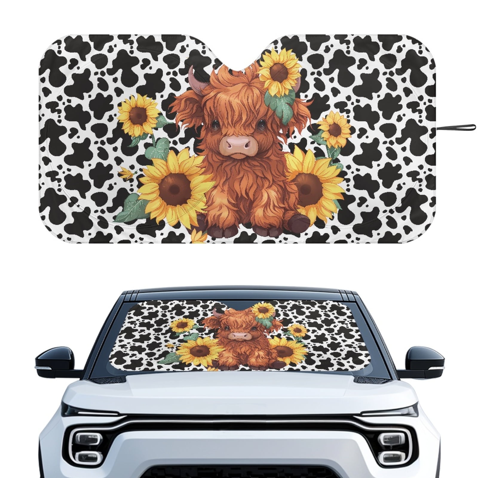 Yuyamidu Highland Cow Car Sun Shade Sunflower Auto Sun Visor Protector ...