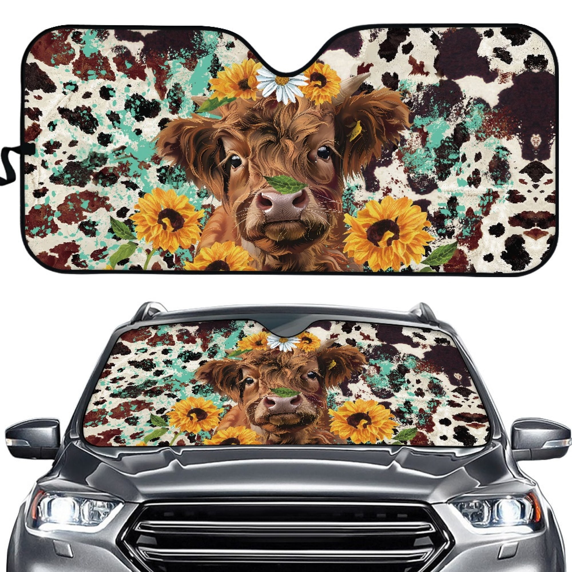 Yuyamidu Highland Cow Front Windshield Sun Shade for SUV Truck Van ...