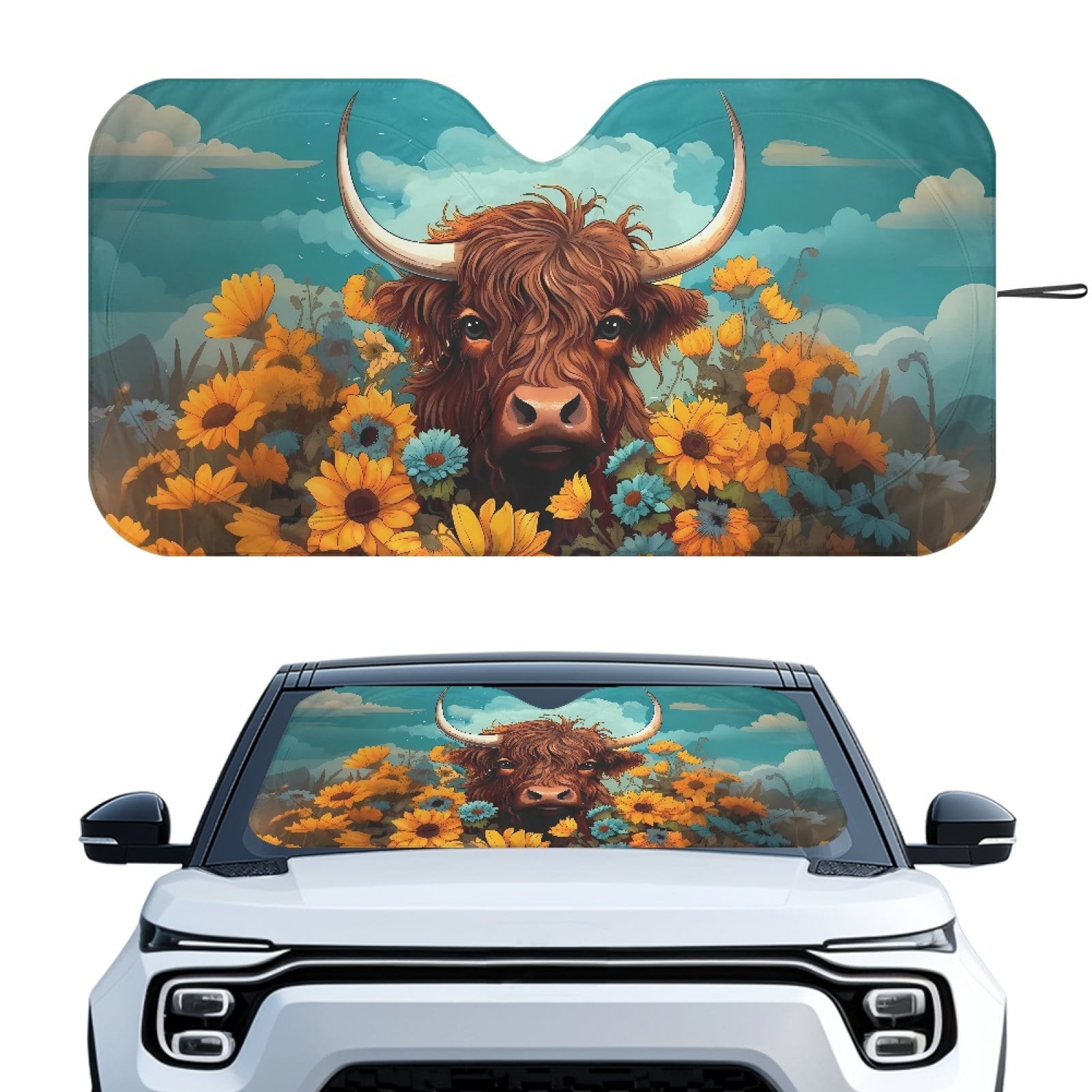 Yuyamidu Highland Cow Front Windshield Sun Shade for SUV Truck Van ...